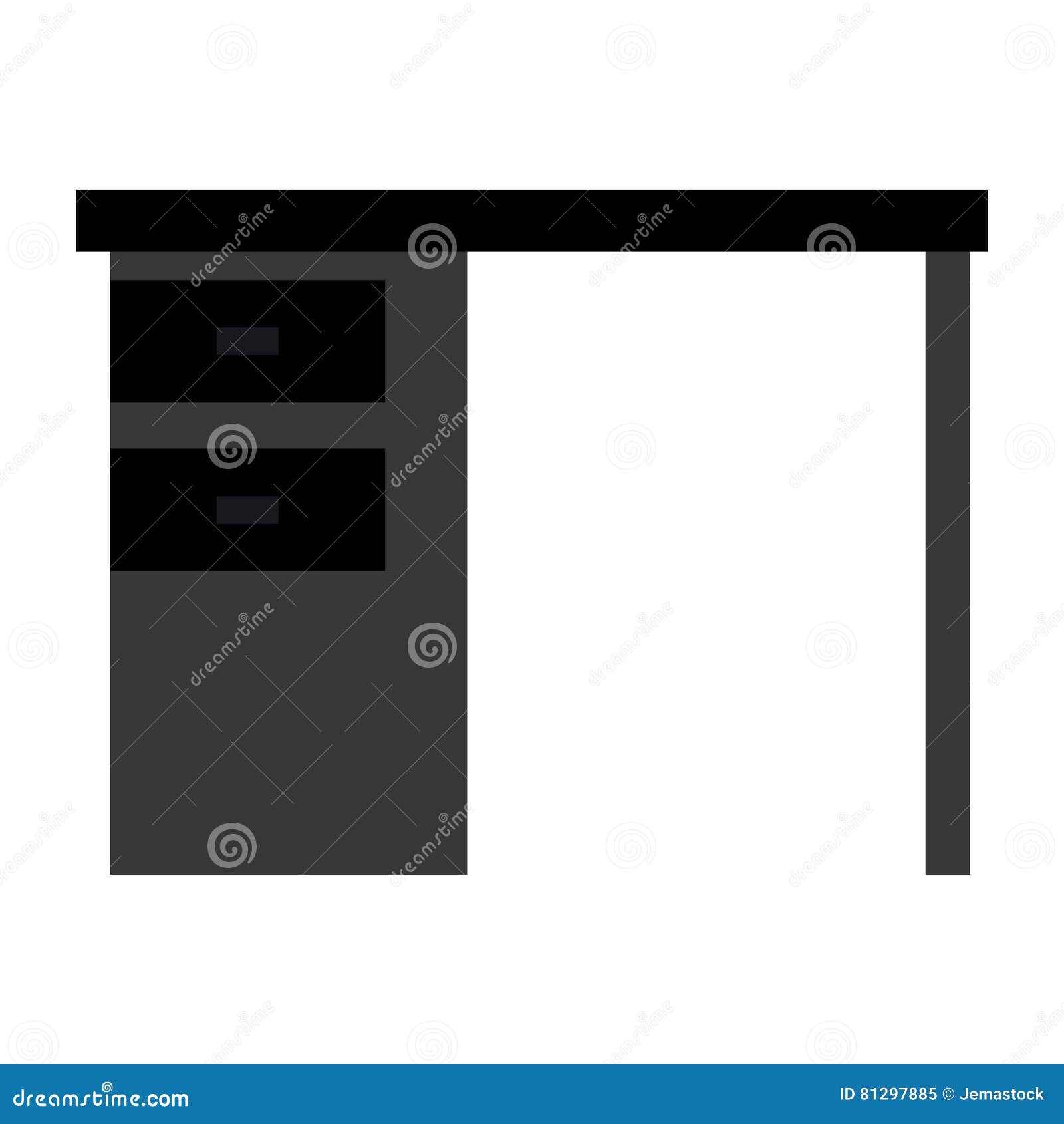 Black Desk Office Drawers Icon Monochromatic Stock Vector ...