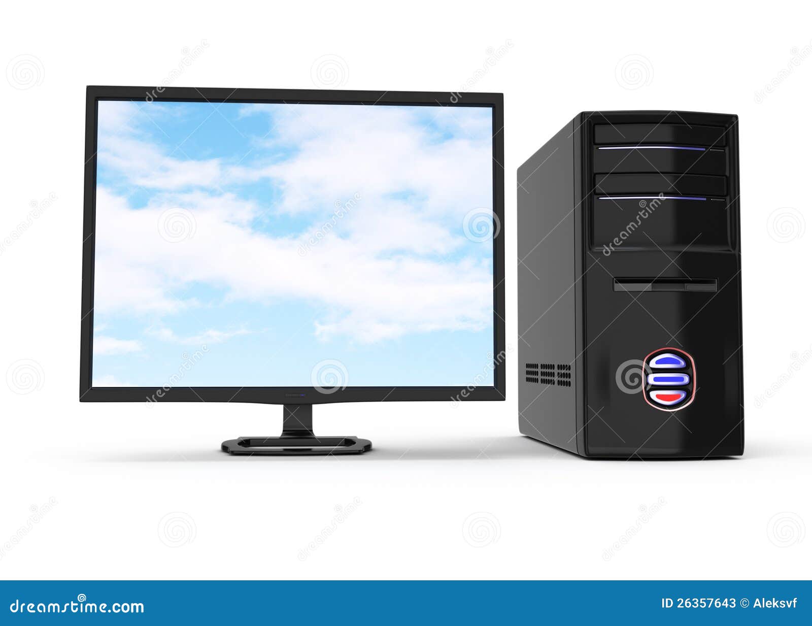 Black desktop computer stock illustration. Illustration of monitor ...
