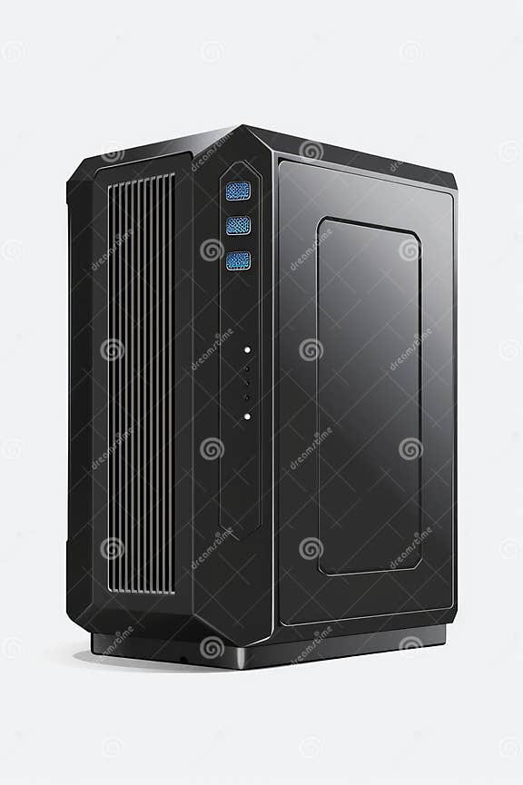A Black Desktop Computer with a Blue Screen Stock Image - Image of ...