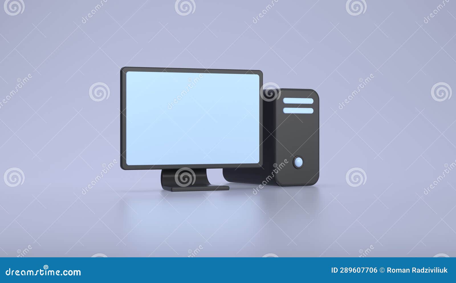 Black Desktop Computer PC Icon on Soft Purple Studio Background. Stock ...