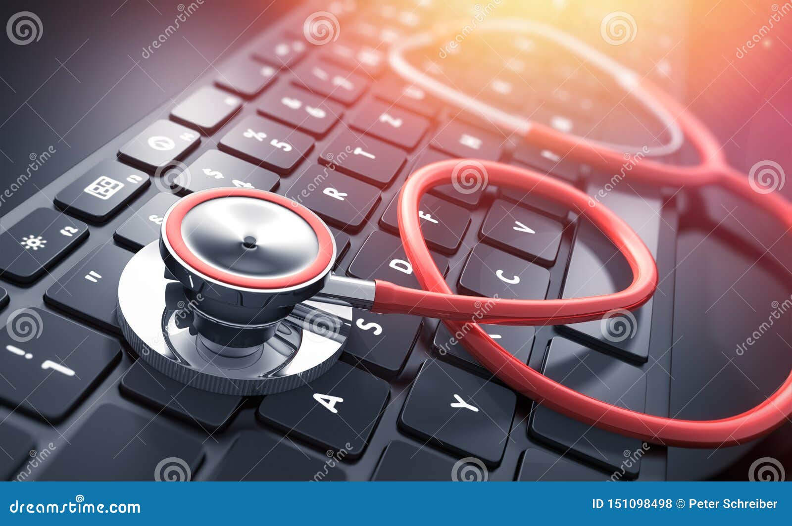 Stethoscope on a Computer Keyboard Stock Illustration - Illustration of ...