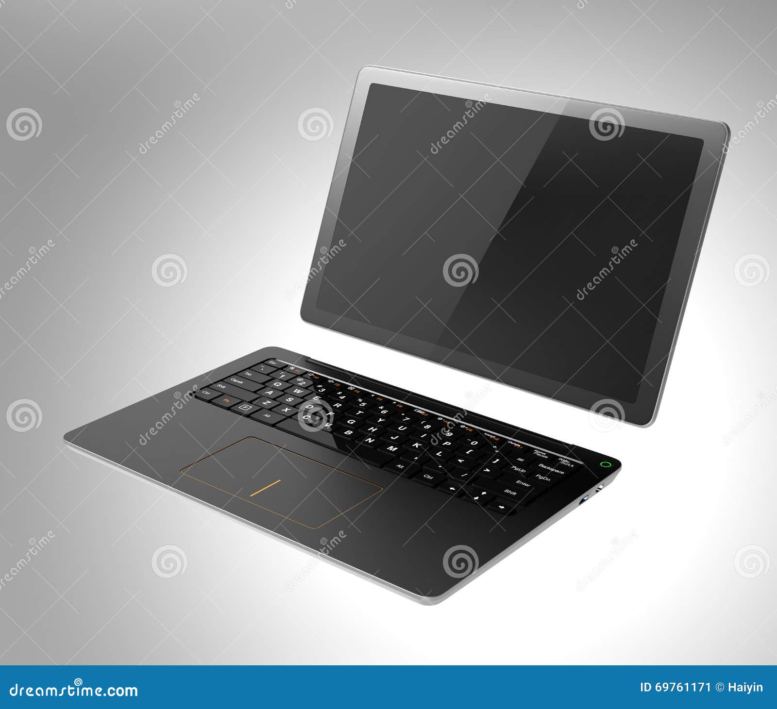 Black Detachable PC Separated into Tablet and Keyboard Stock ...