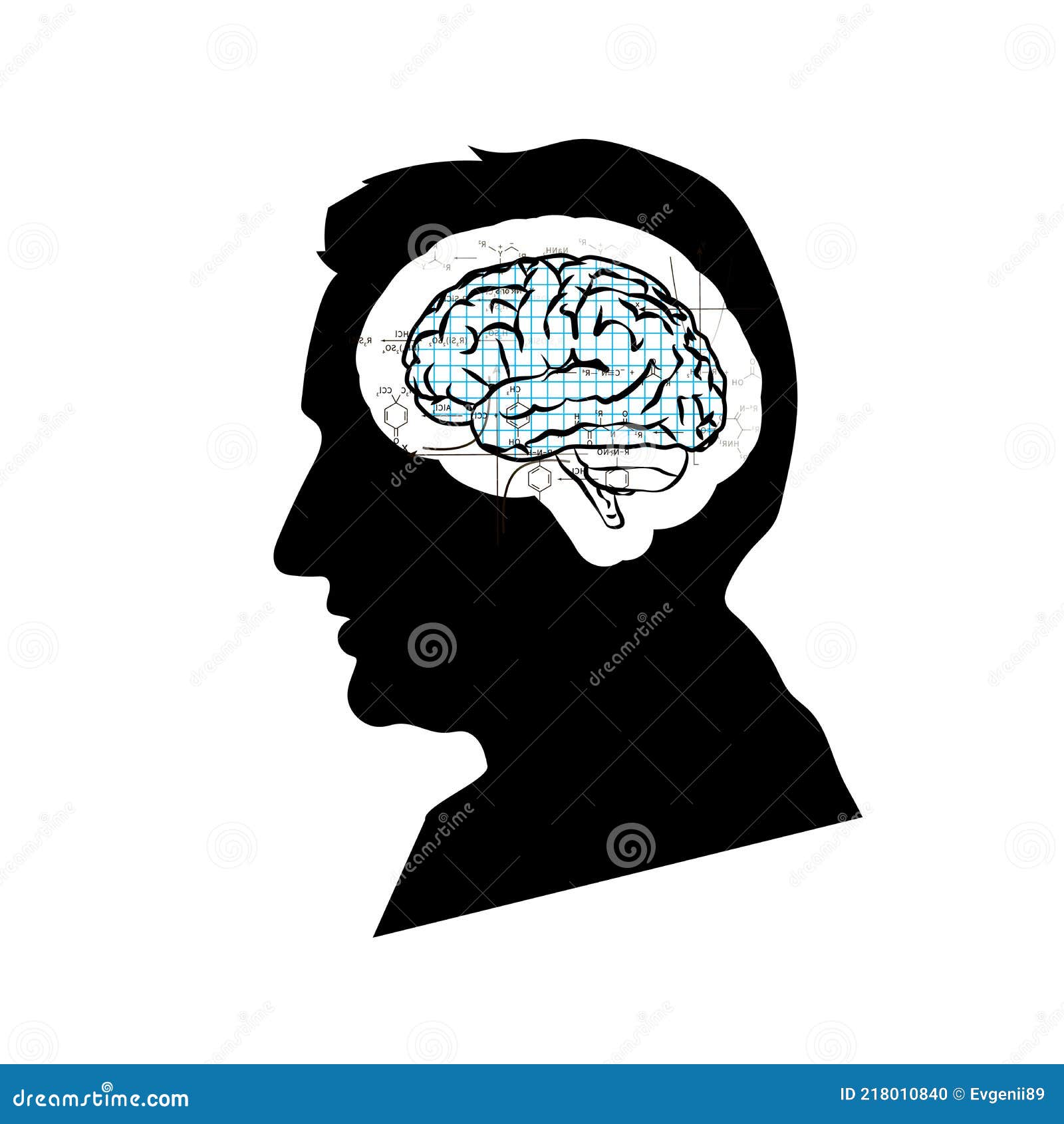 Math Technical Human Brain Wide Concept Illustration, Left Side Of ...