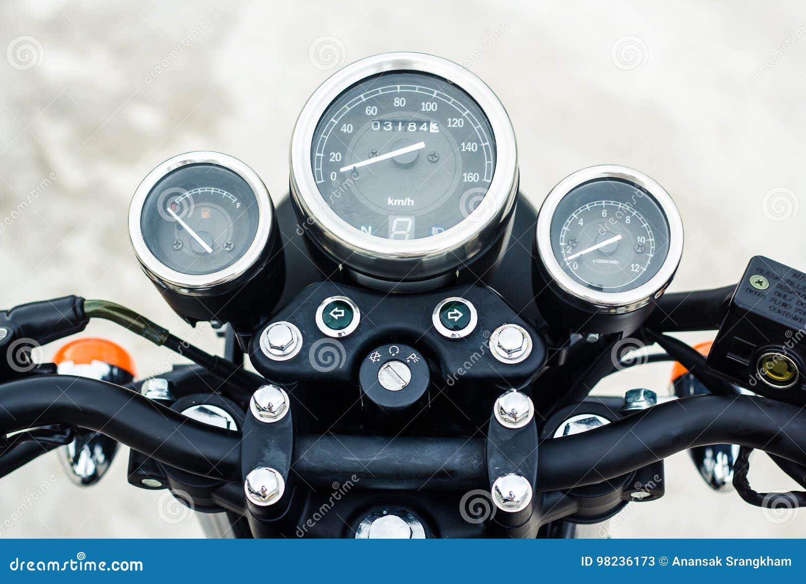 Black Dial Displays the Speed of a Vintage Motorcycle. Stock Image ...