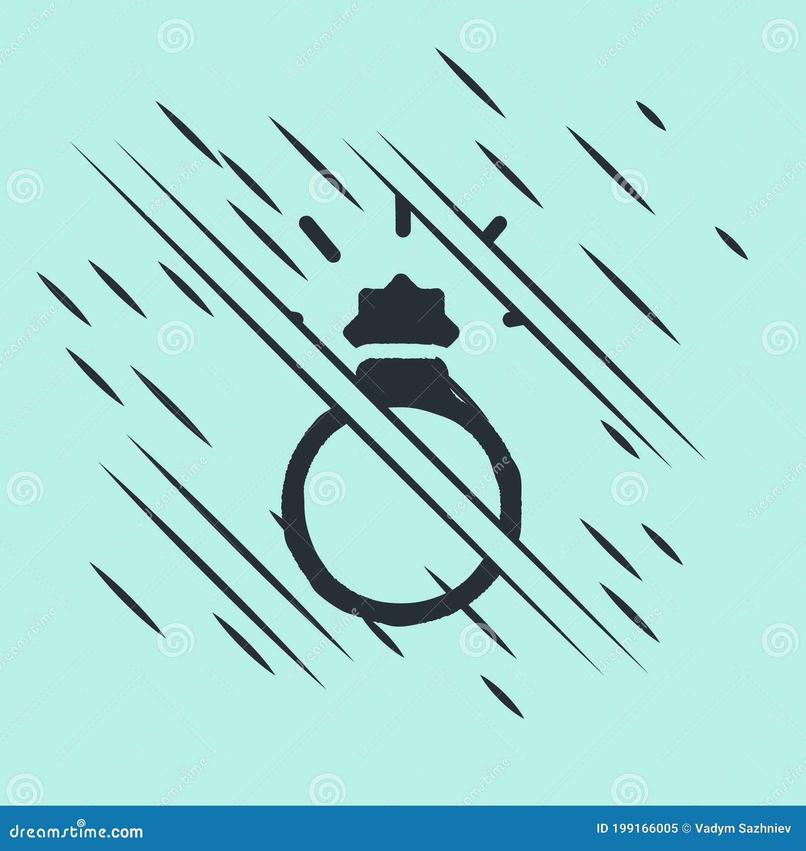 Black Diamond Engagement Ring Icon Isolated on Green Background. Glitch ...