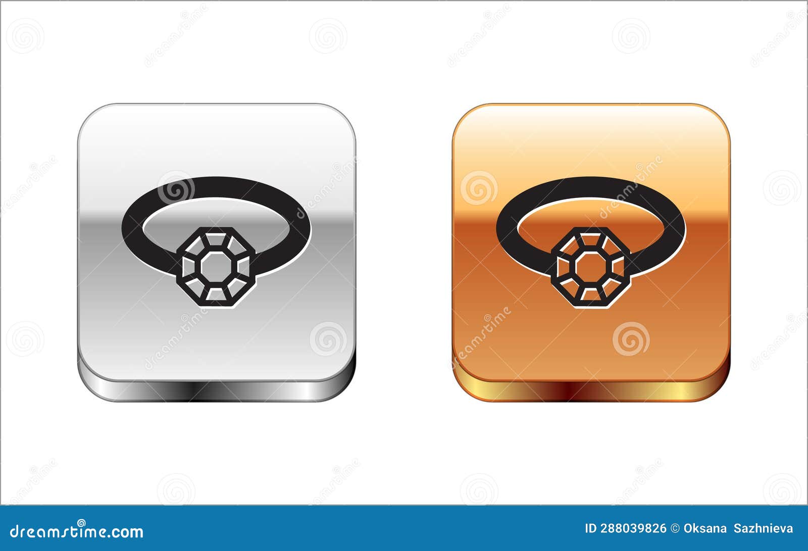 Black Diamond Engagement Ring Icon Isolated on White Background. Silver ...