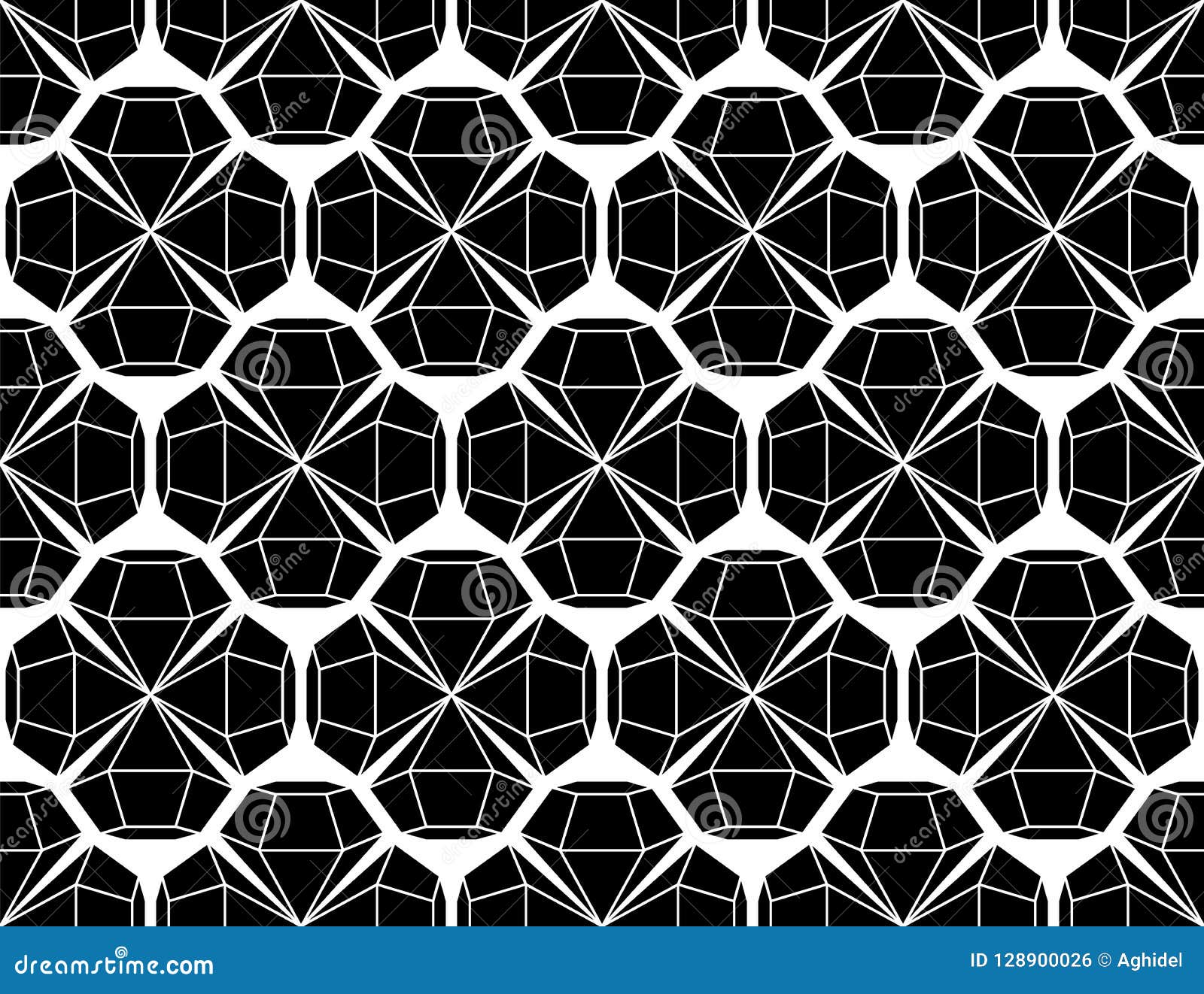 Black Diamonds on White Background. Vector Seamless Pattern Stock ...