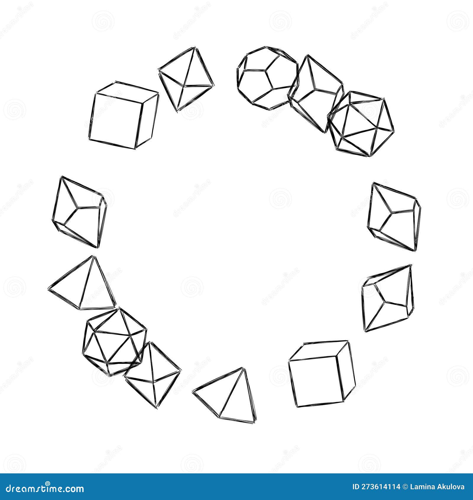 Black Dice Frame in Round Shape, Hand Drawn Vector Stock Vector ...