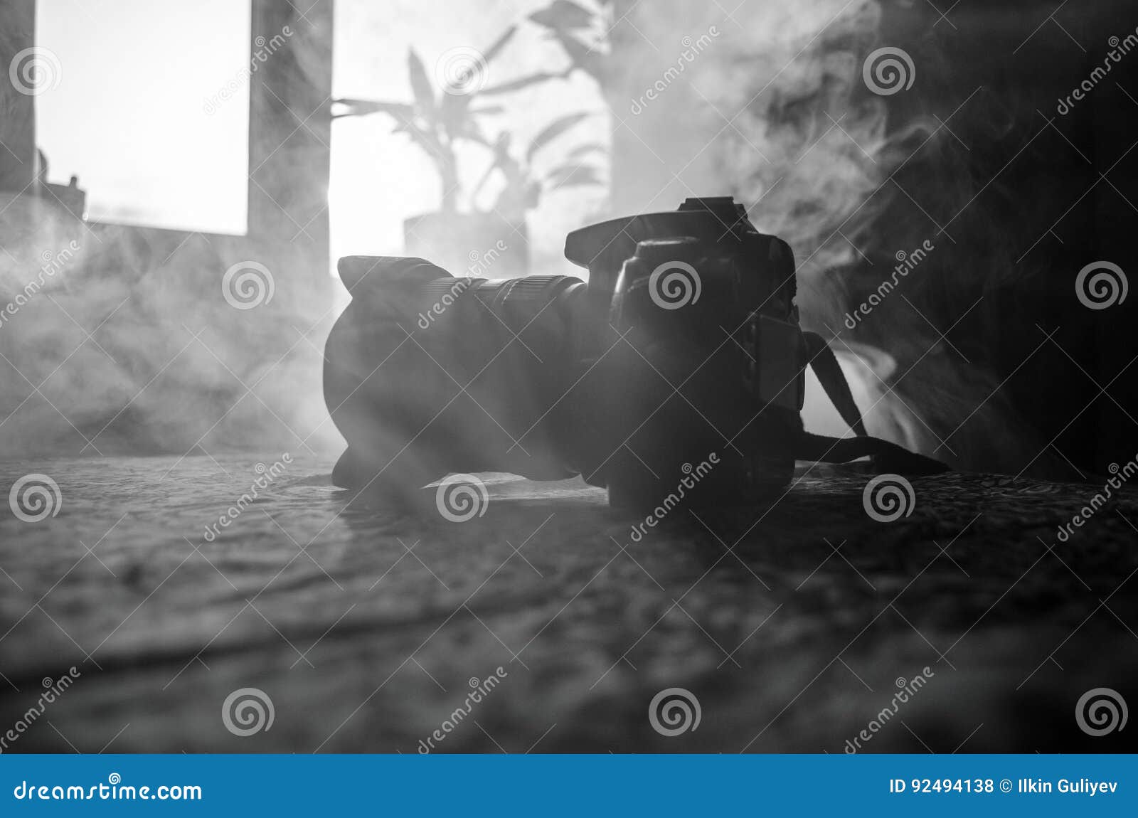 Black Digital Camera on Dark Background. Stock Photo - Image of ...