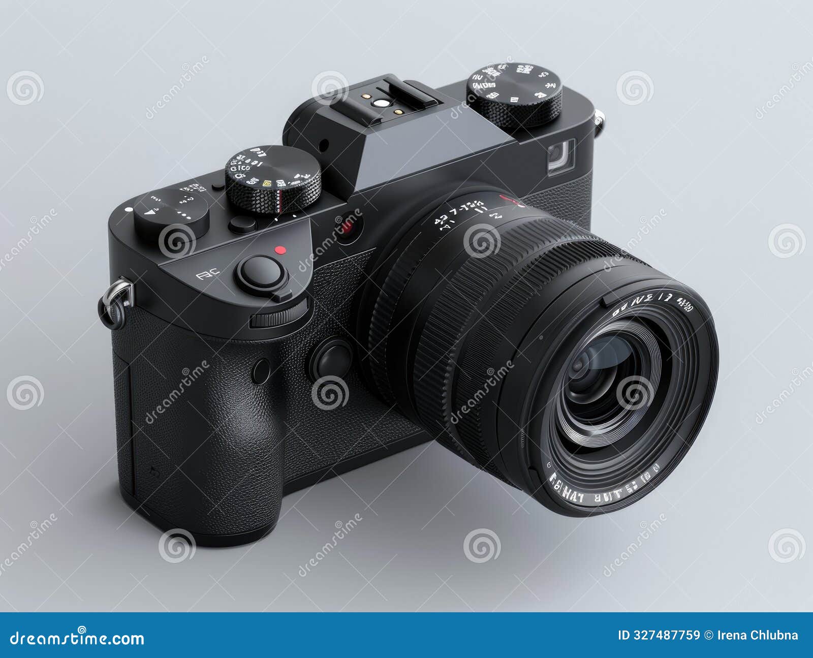 Black Digital Camera with Large Lens on White Background Stock ...