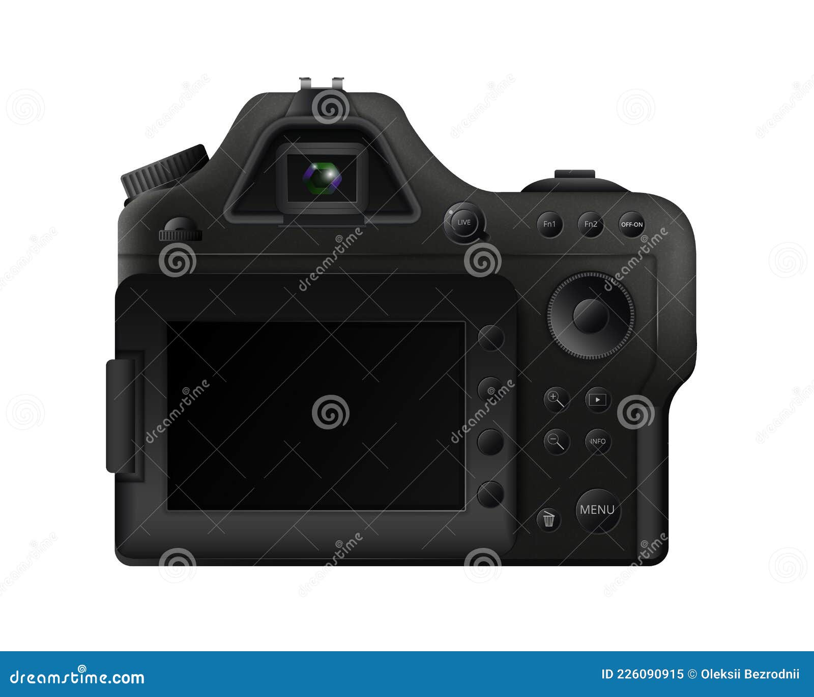 Black Digital Camera Template. Professional Gadget with Push Button ...
