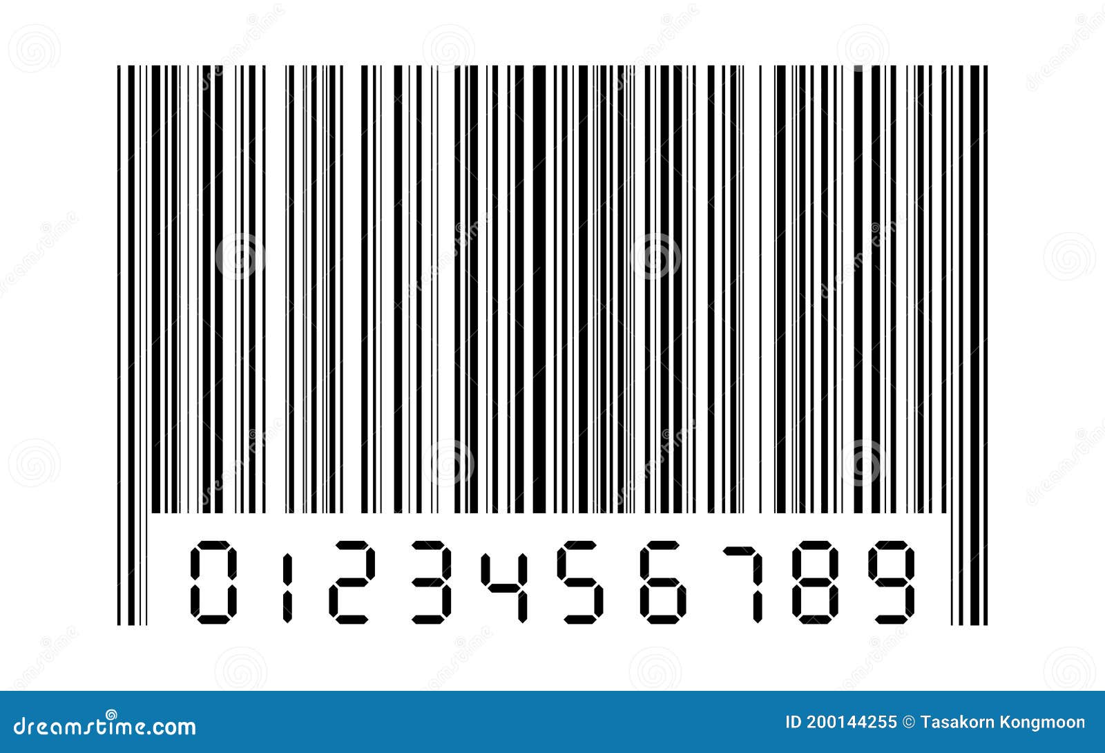 Black Digital Number Zero To Nine with Bar Code Isolated on White Stock ...