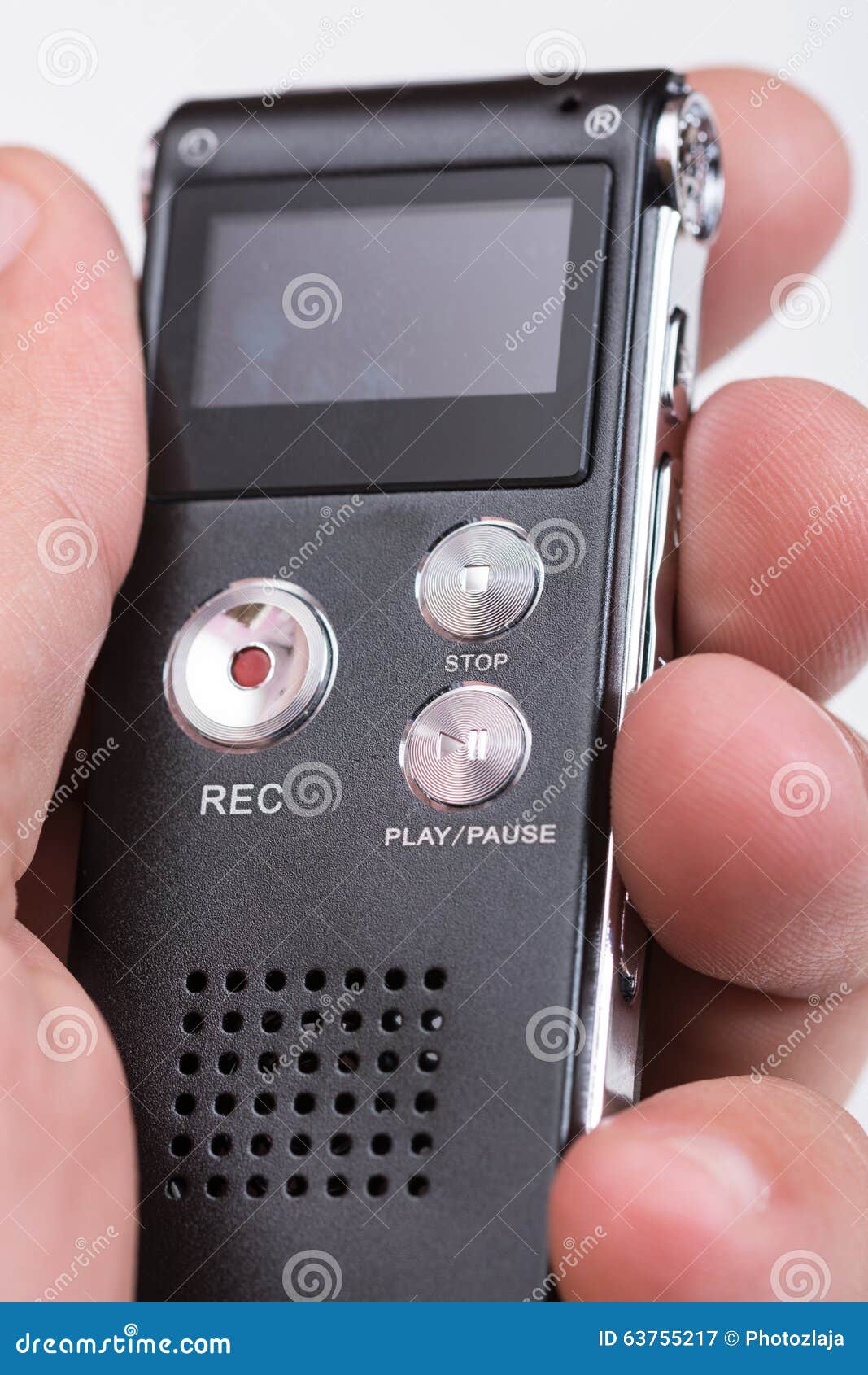 Black Digital Voice Recorder in Hand Stock Image - Image of sound ...