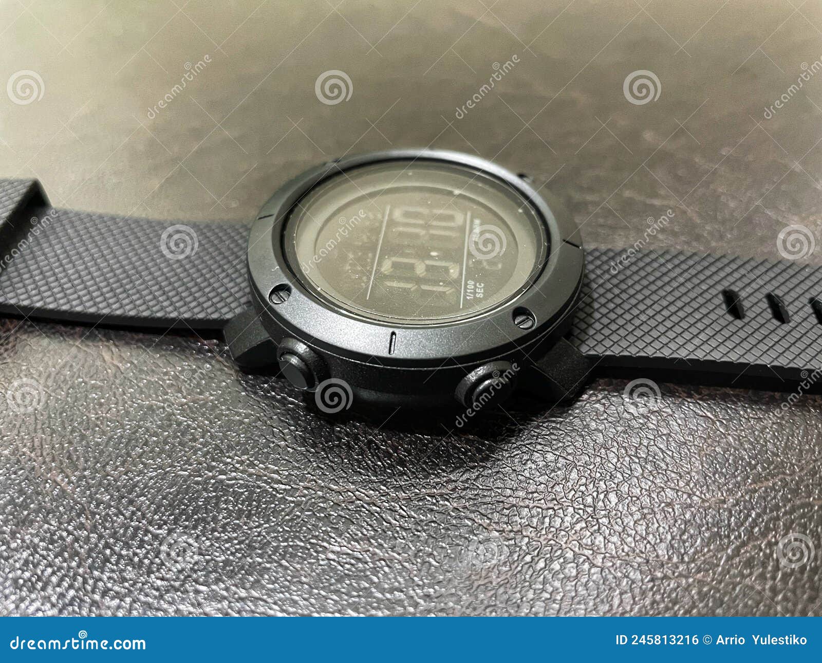 Black Digital Watch with Rubber Strap Stock Photo - Image of strap ...