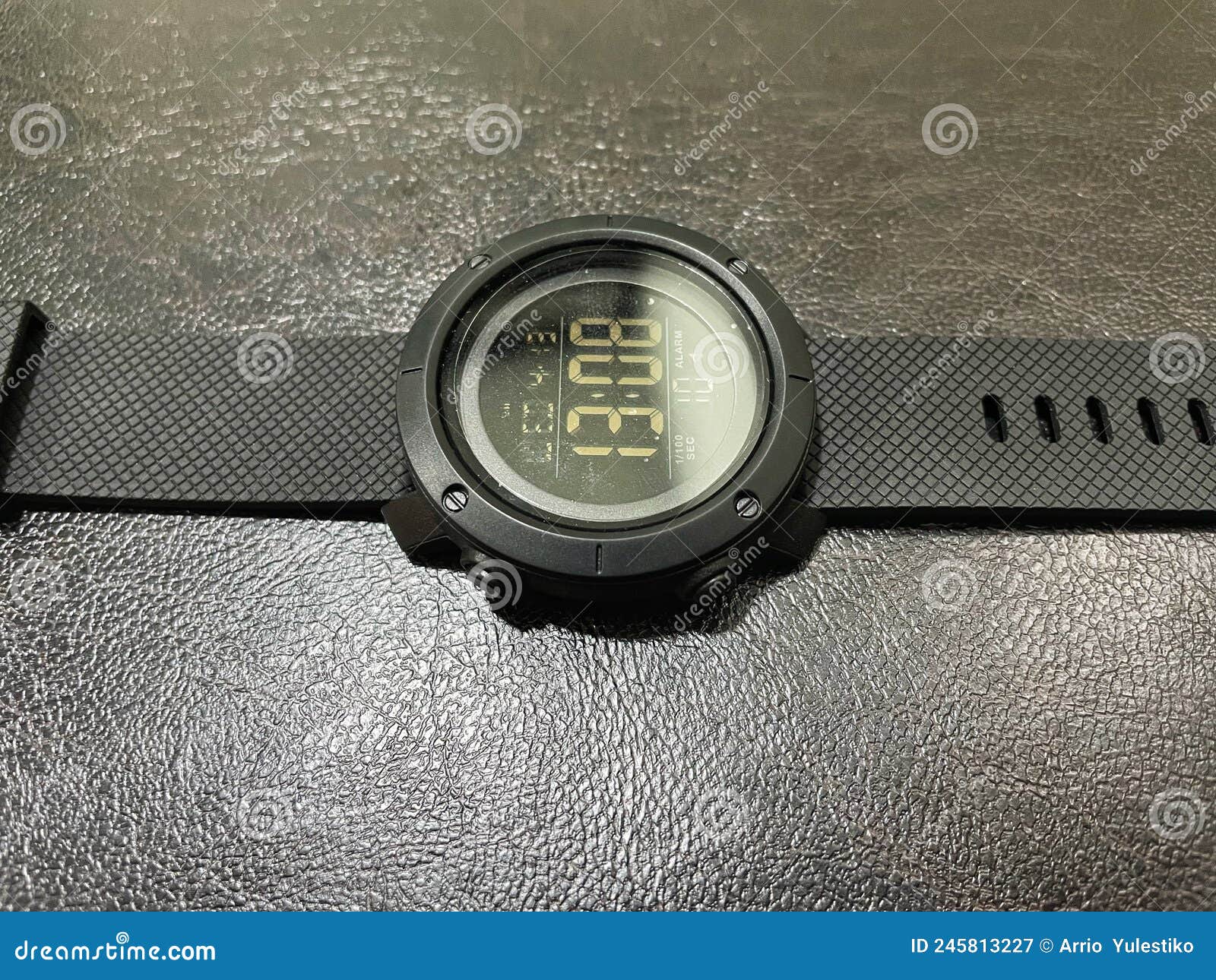 Black Digital Watch with Rubber Strap Stock Image - Image of watch ...
