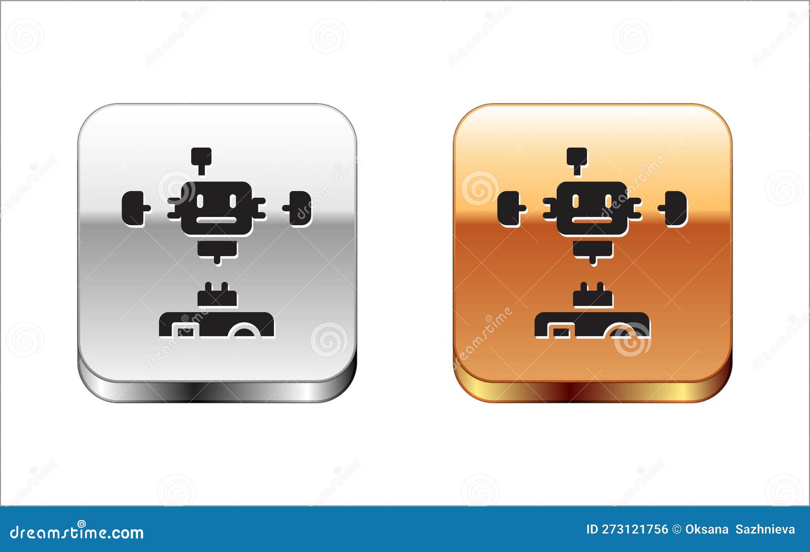 Black Disassembled Robot Icon Isolated on White Background. Artificial ...