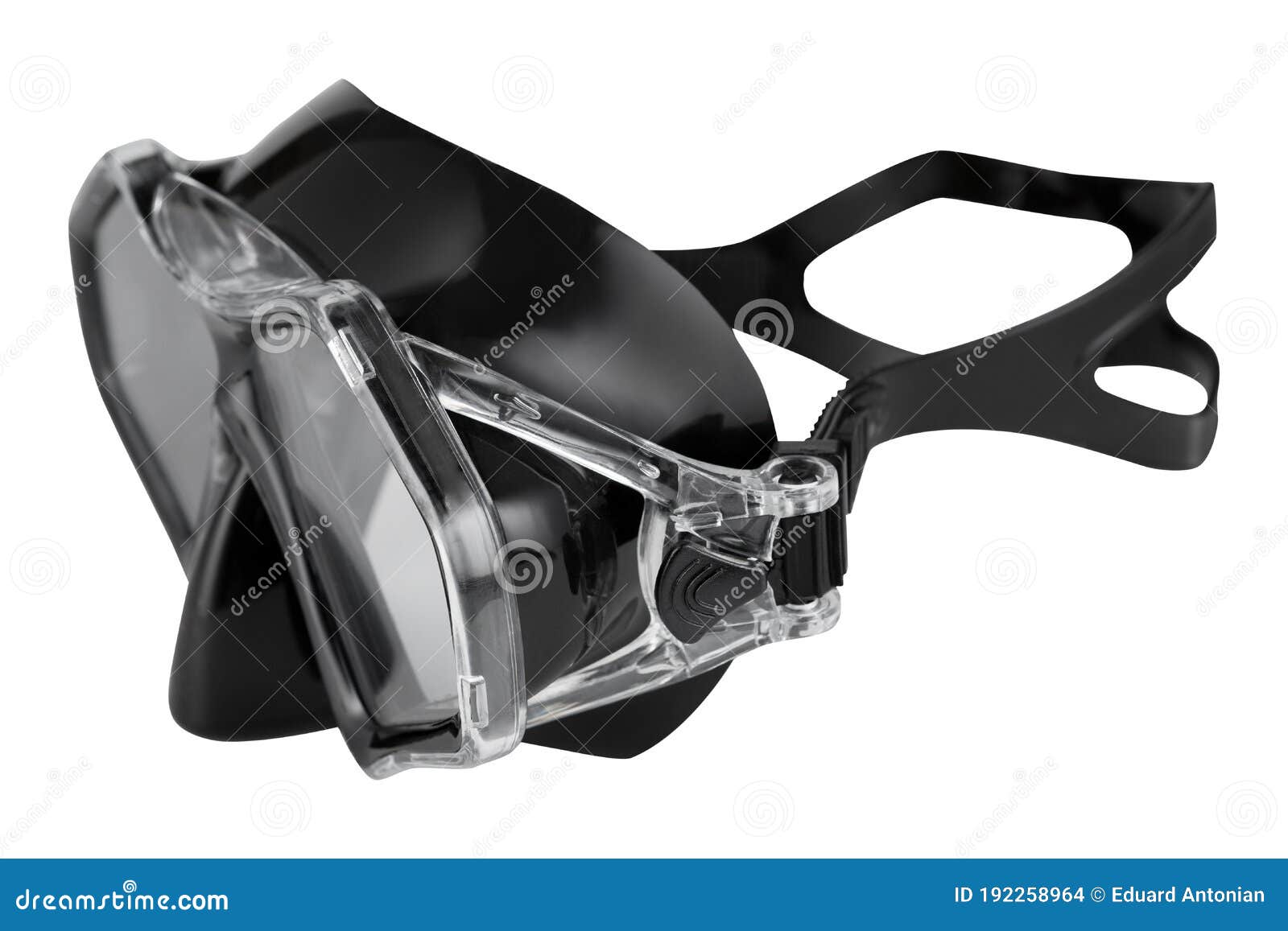 Black Diving Mask Side View, on a White Background, Isolate Stock Photo ...