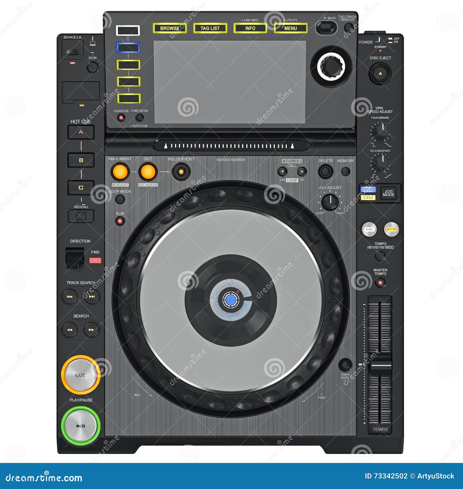 Black Dj Turntable Player, Top View Stock Illustration - Illustration ...