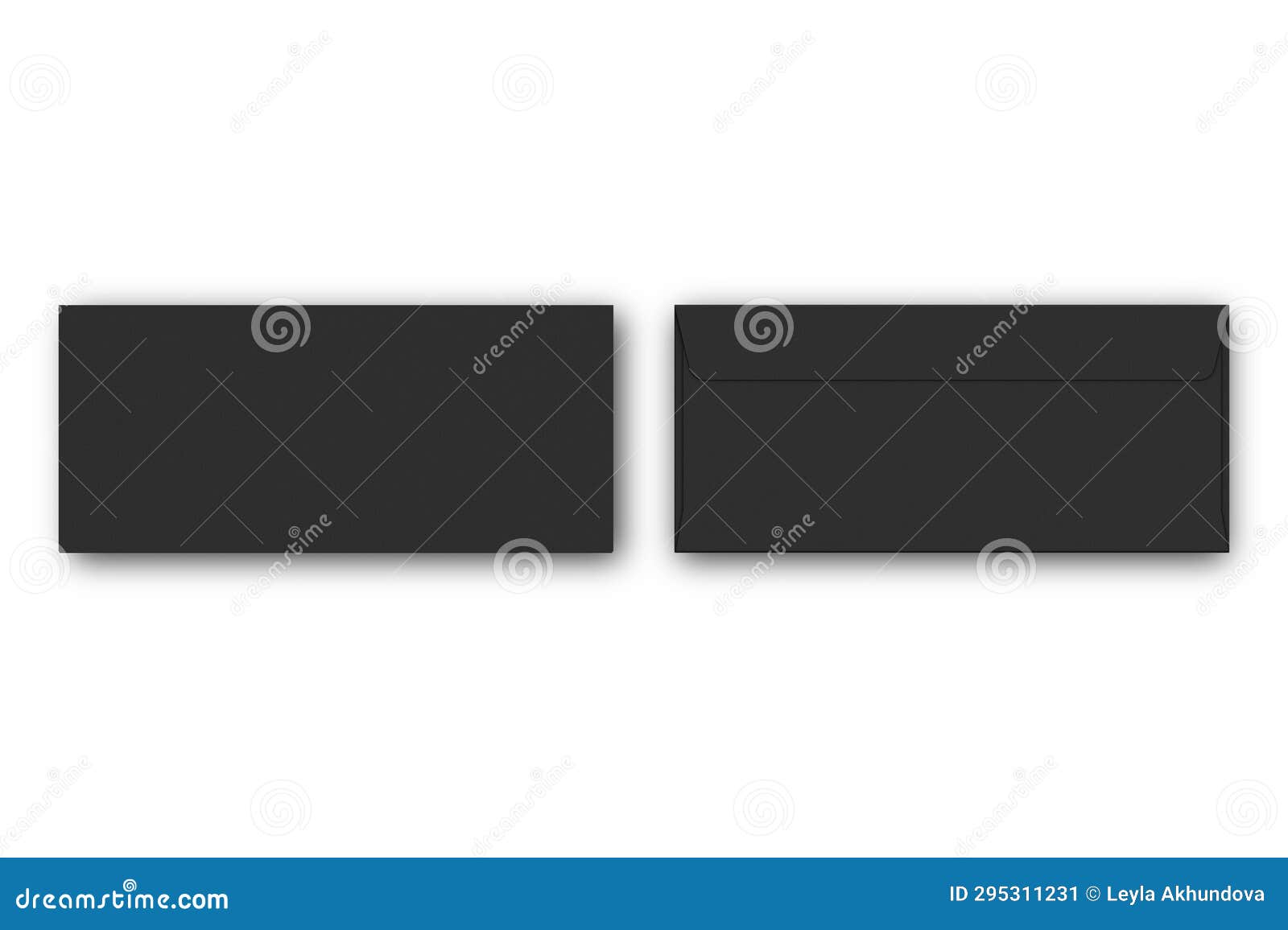 Black DL Envelope Mockup Isolated on White Background. 3d Rendering ...