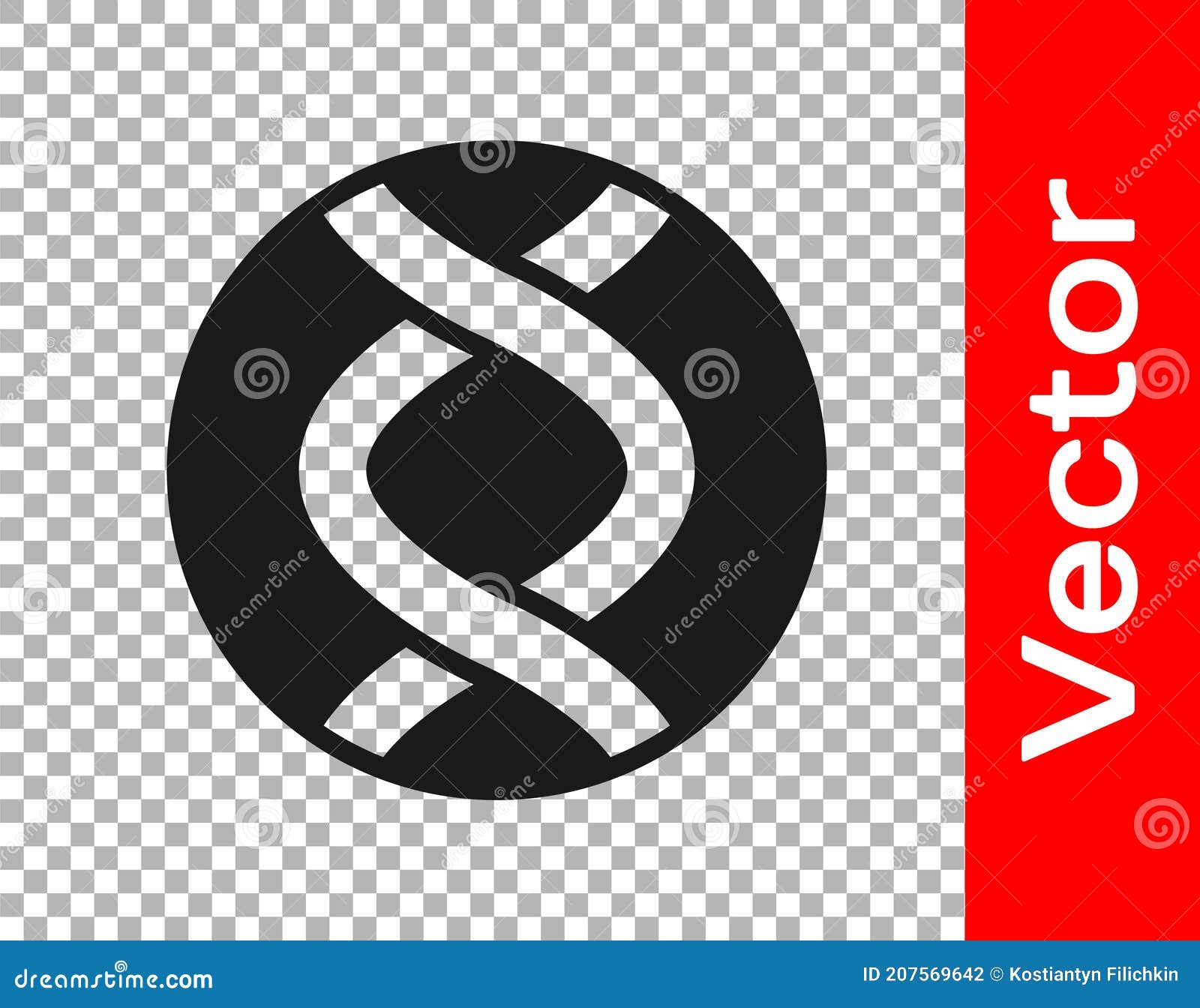 Black DNA Symbol Icon Isolated on Transparent Background. Genetic ...