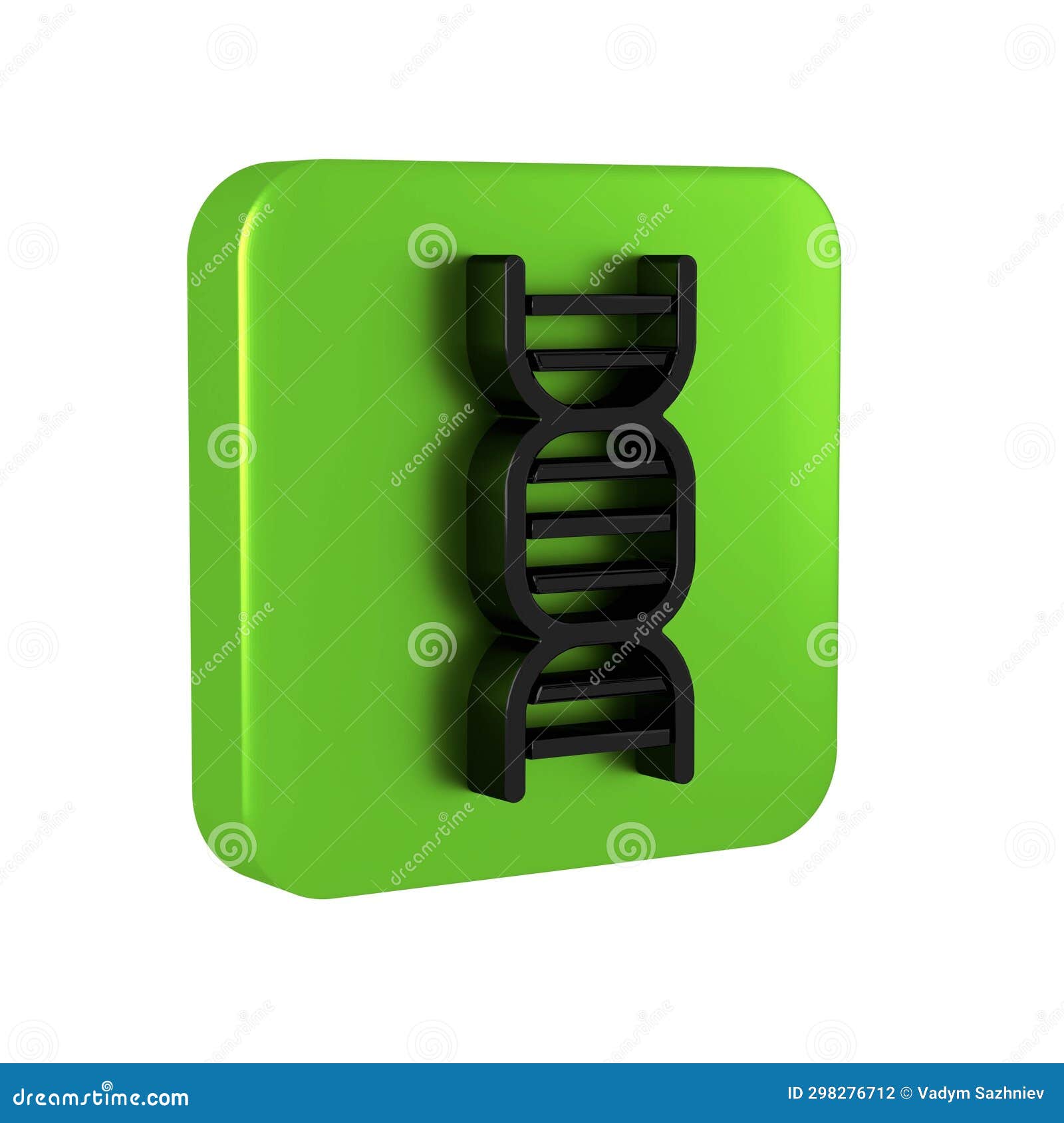 Black DNA Symbol Icon Isolated on Transparent Background. Green Square ...