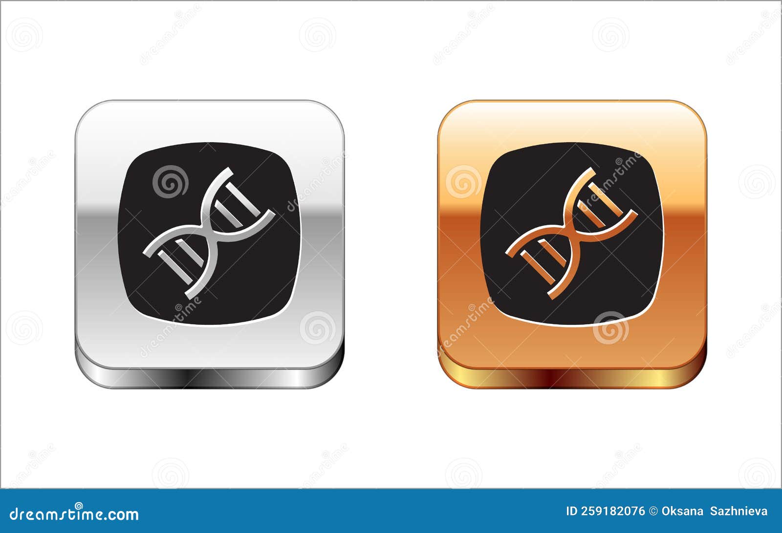 Black DNA Symbol Icon Isolated on White Background. Silver and Gold ...