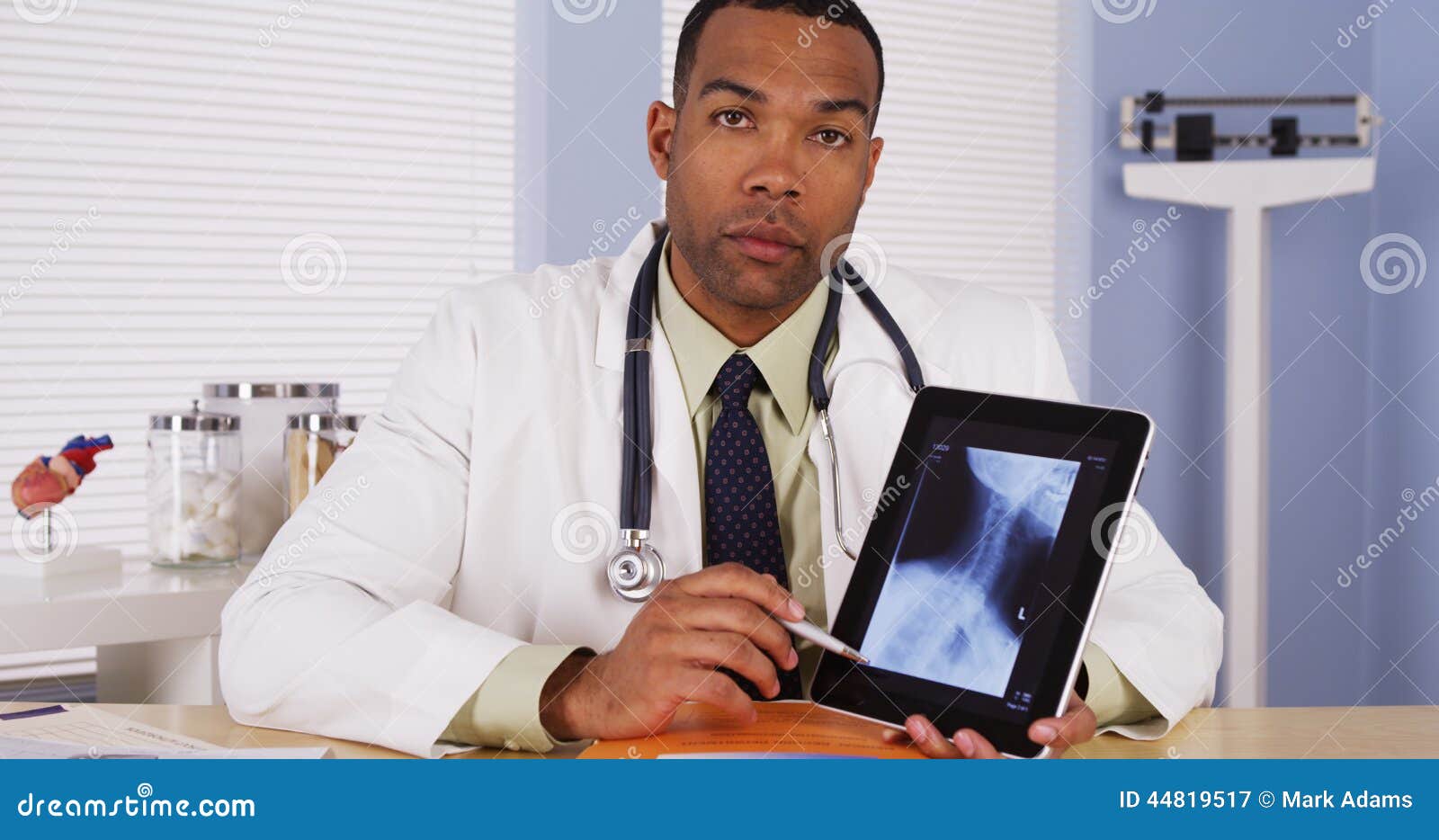 Black Doctor Talking To Camera Stock Image - Image of camera ...
