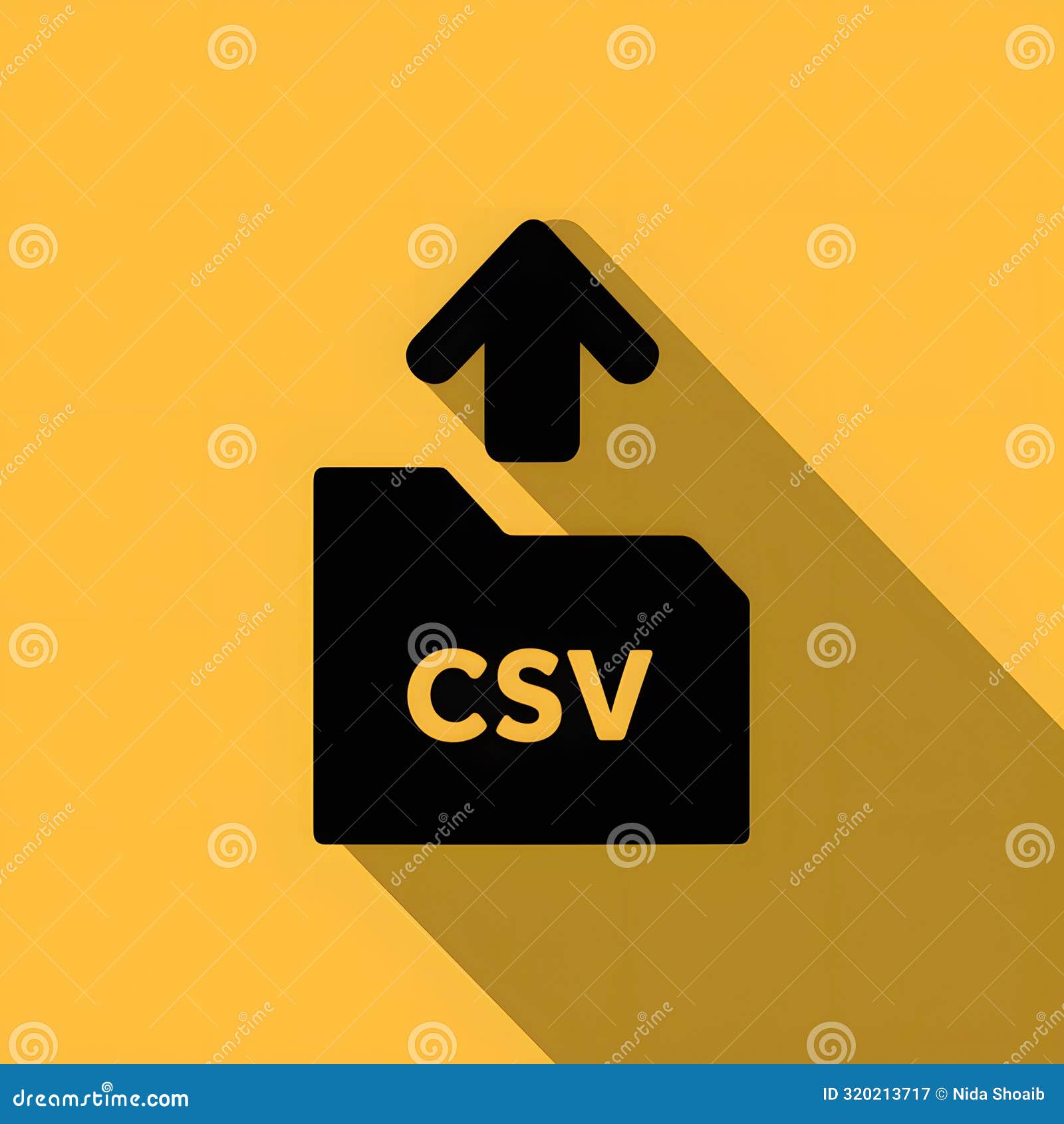 Black Document Icon on Yellow Background with CSV & Arrow Symbol ...