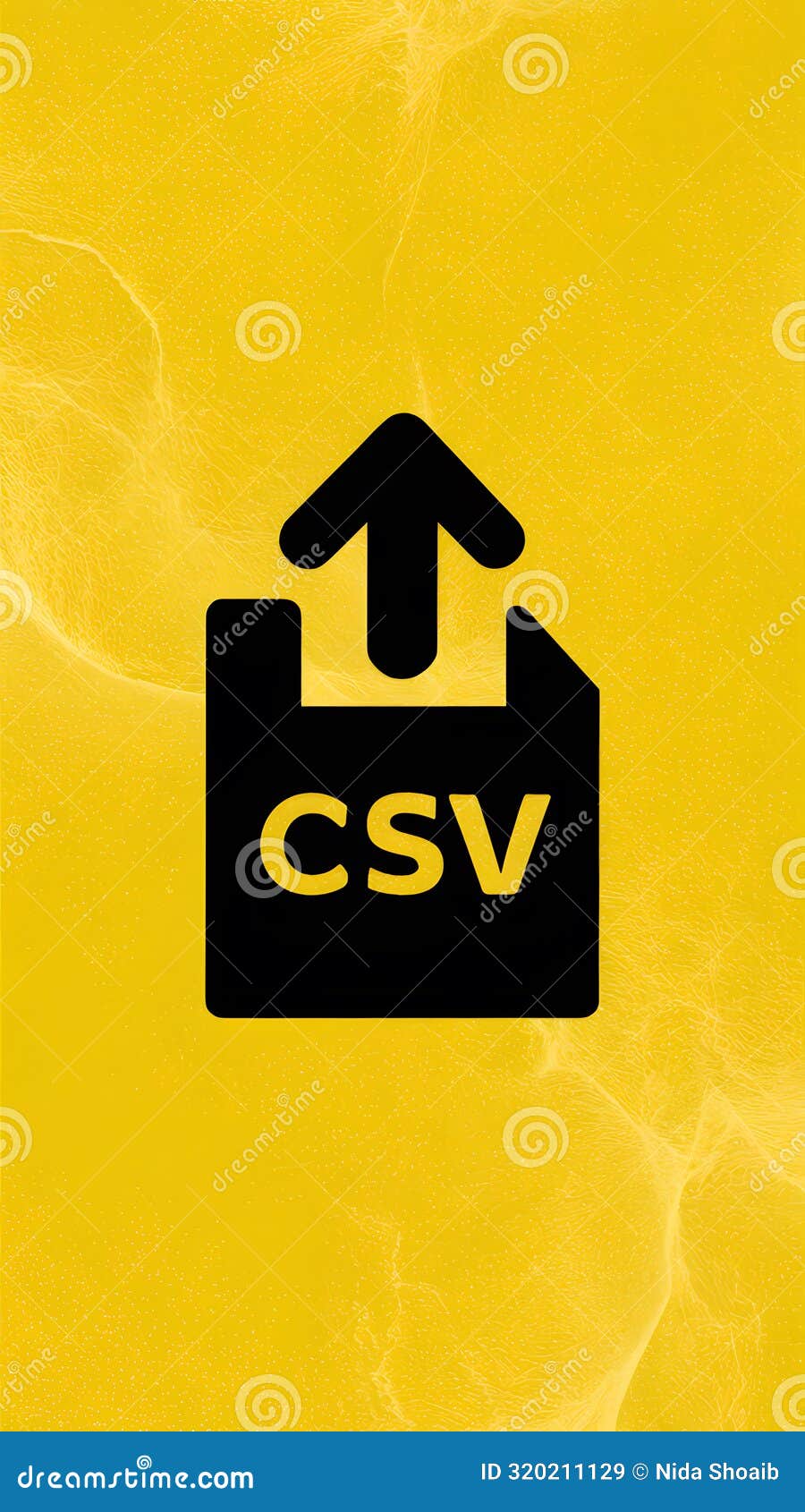 Black Document Icon on Yellow Background with CSV & Arrow Symbol ...