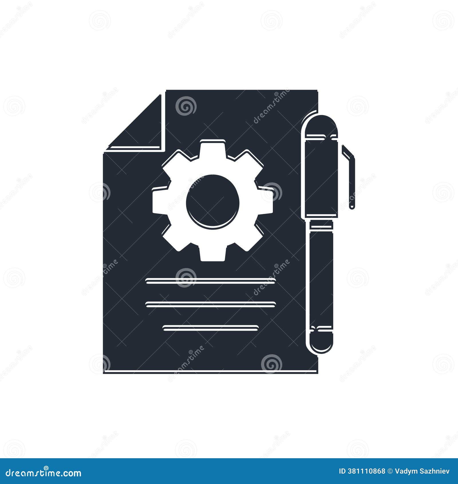 Black Document Folder Icon Isolated On White Background. Accounting ...