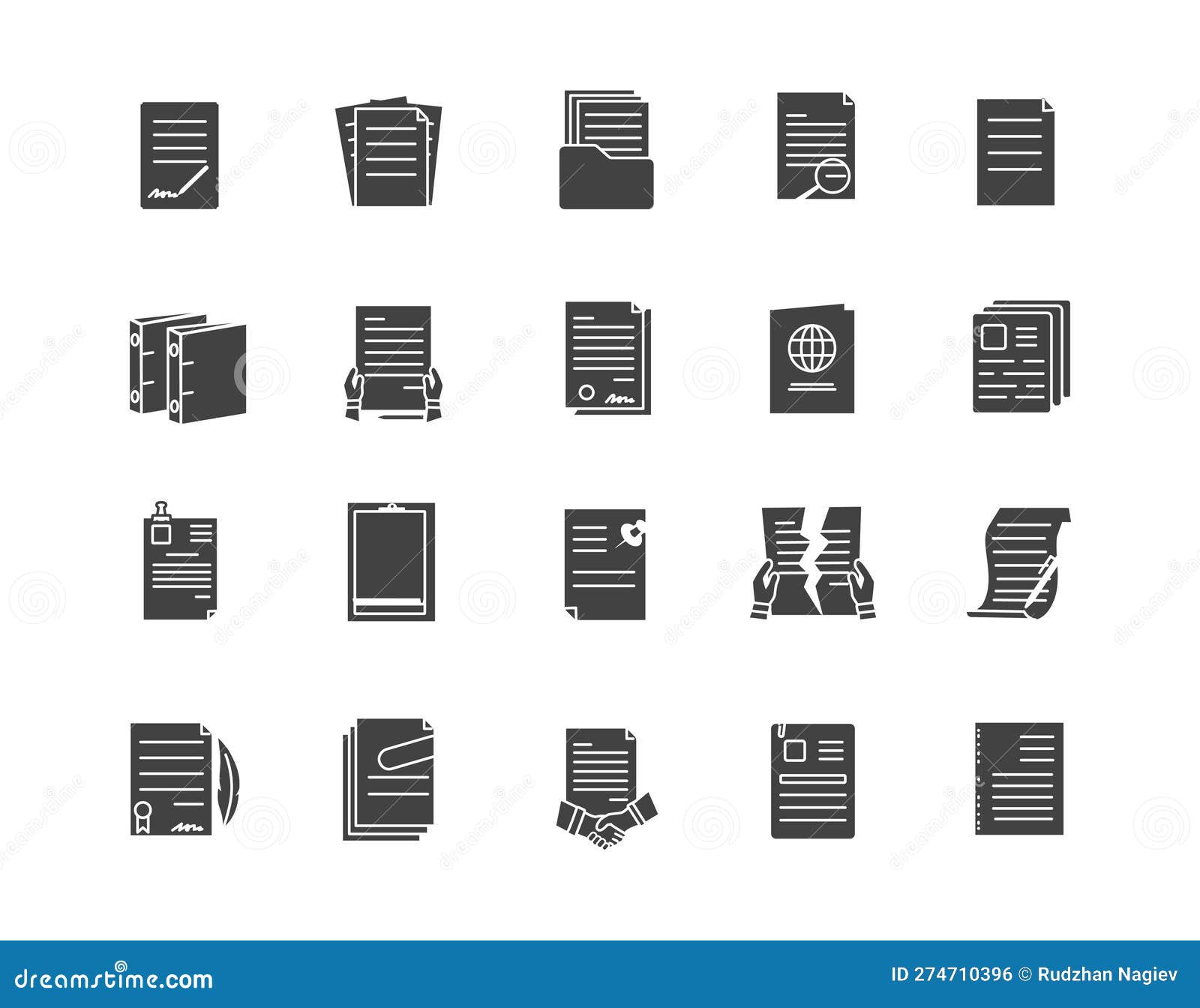 Black documents icon set stock vector. Illustration of portfolio ...