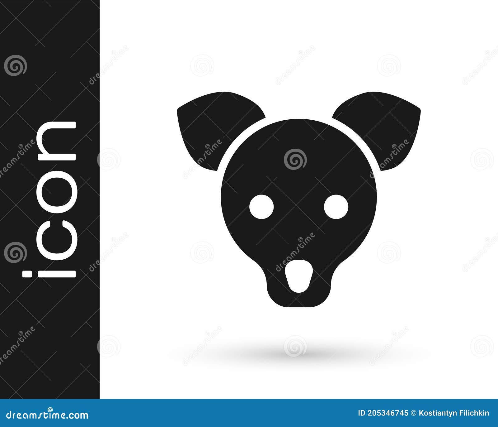 Black Dog Icon Isolated on White Background. Vector Stock Illustration ...