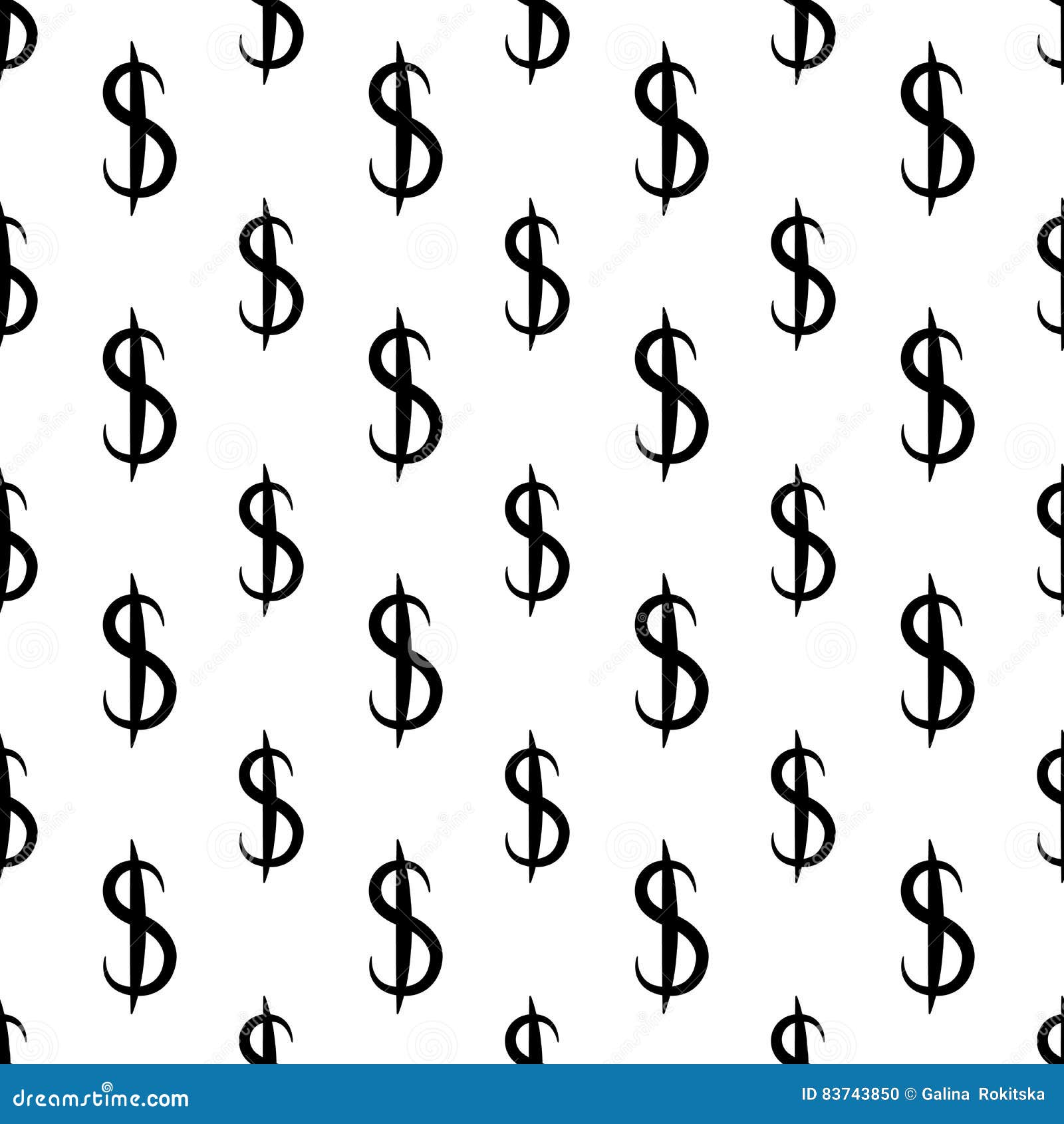 Black Dollar Money Small Sizes. Seamless Pattern. Vector Illustration ...