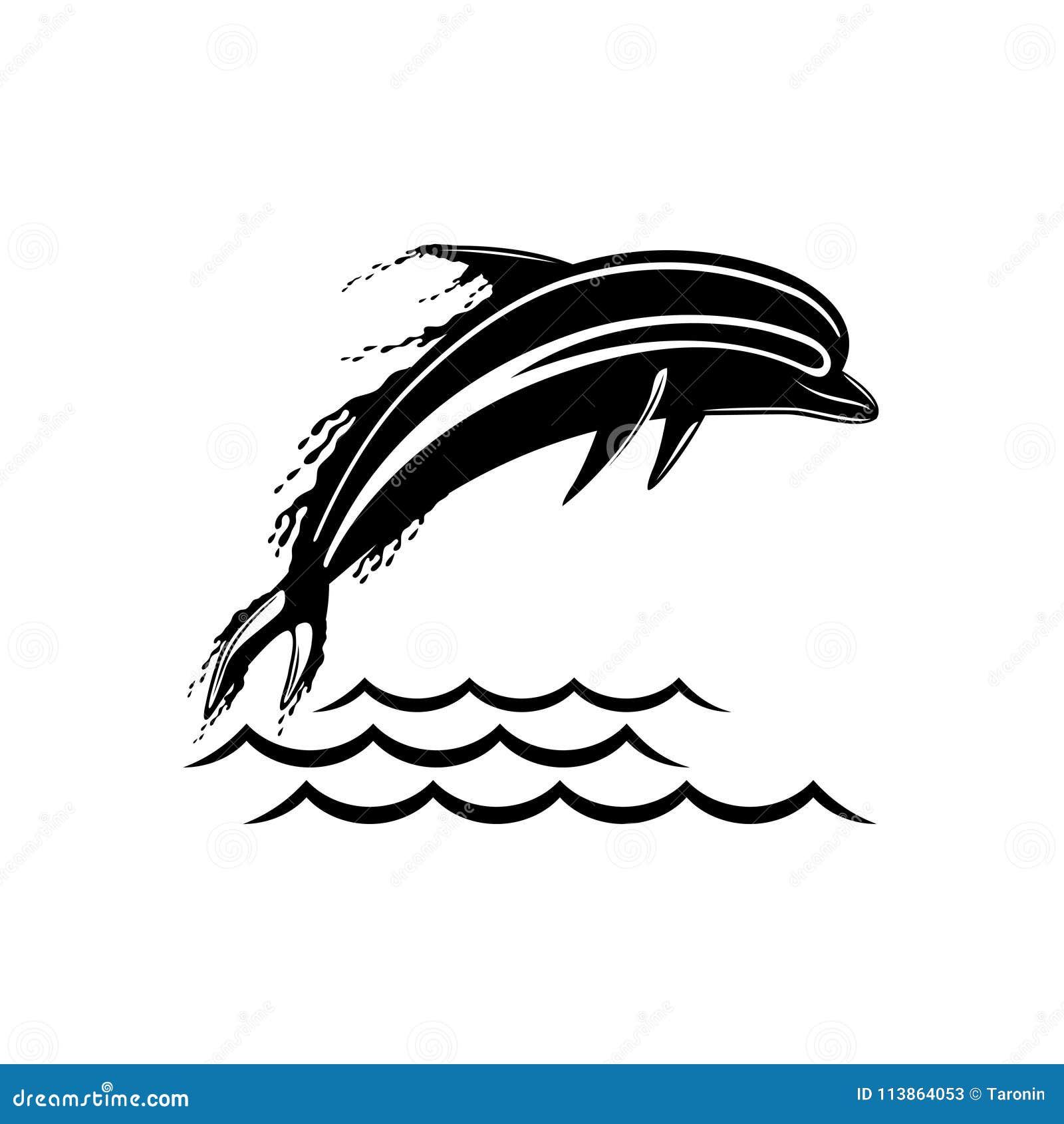 Set Black Dolphin Sign Icon On White Background. Vector Clipart ...