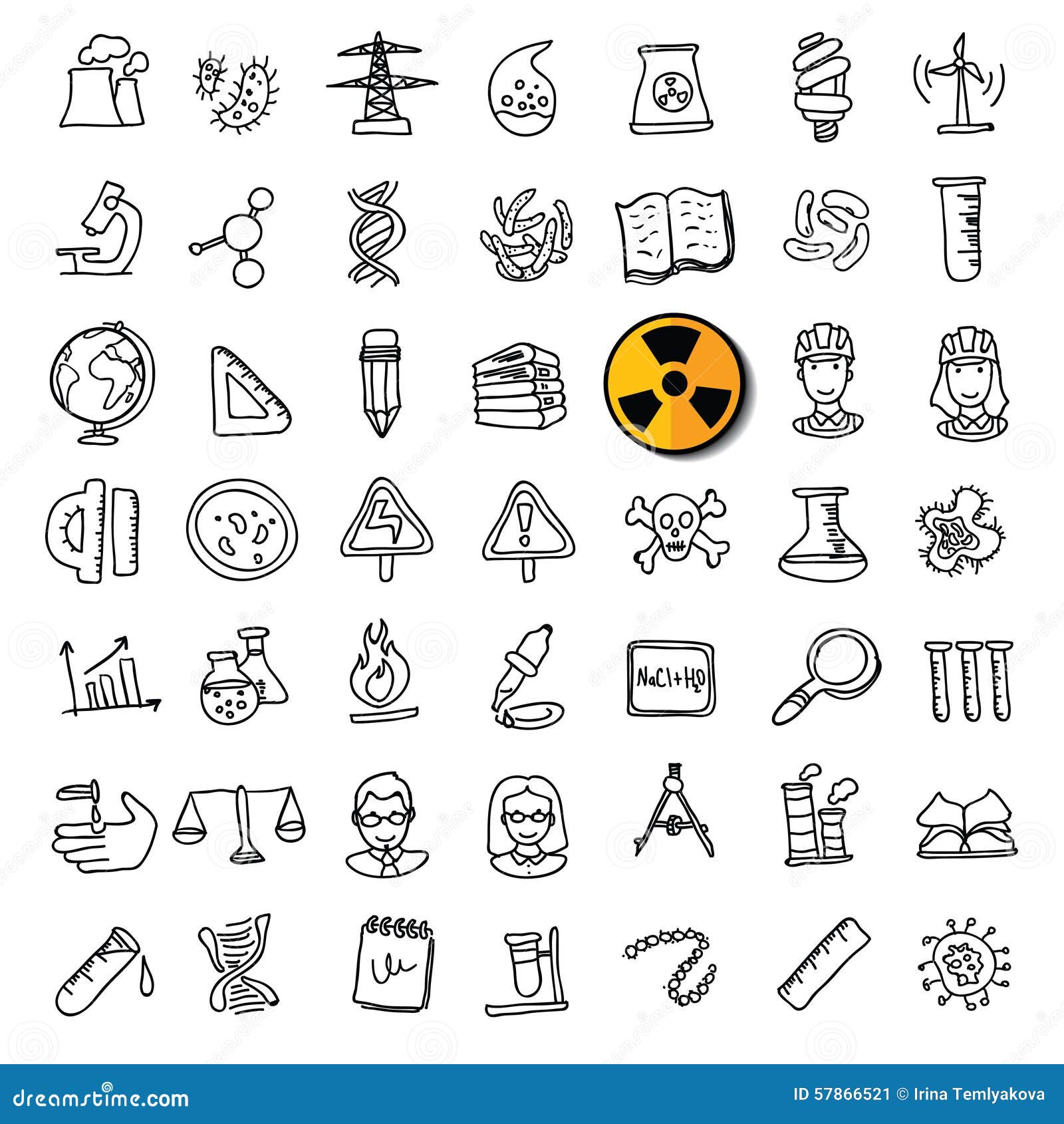 Doodle Science Vector Illustration . Biology And Biotechnology Set ...