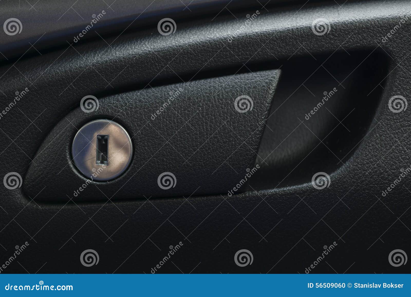 Black Door Handle of Car Interior with Lock Stock Photo - Image of ...