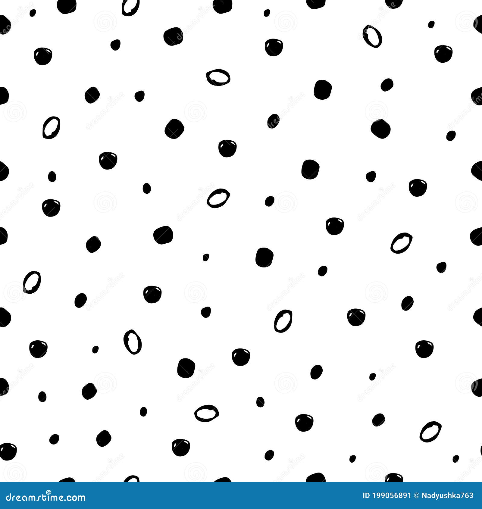 Dot Doodle Seamless Pattern, Handdrawn Vector Illustration. Stock ...