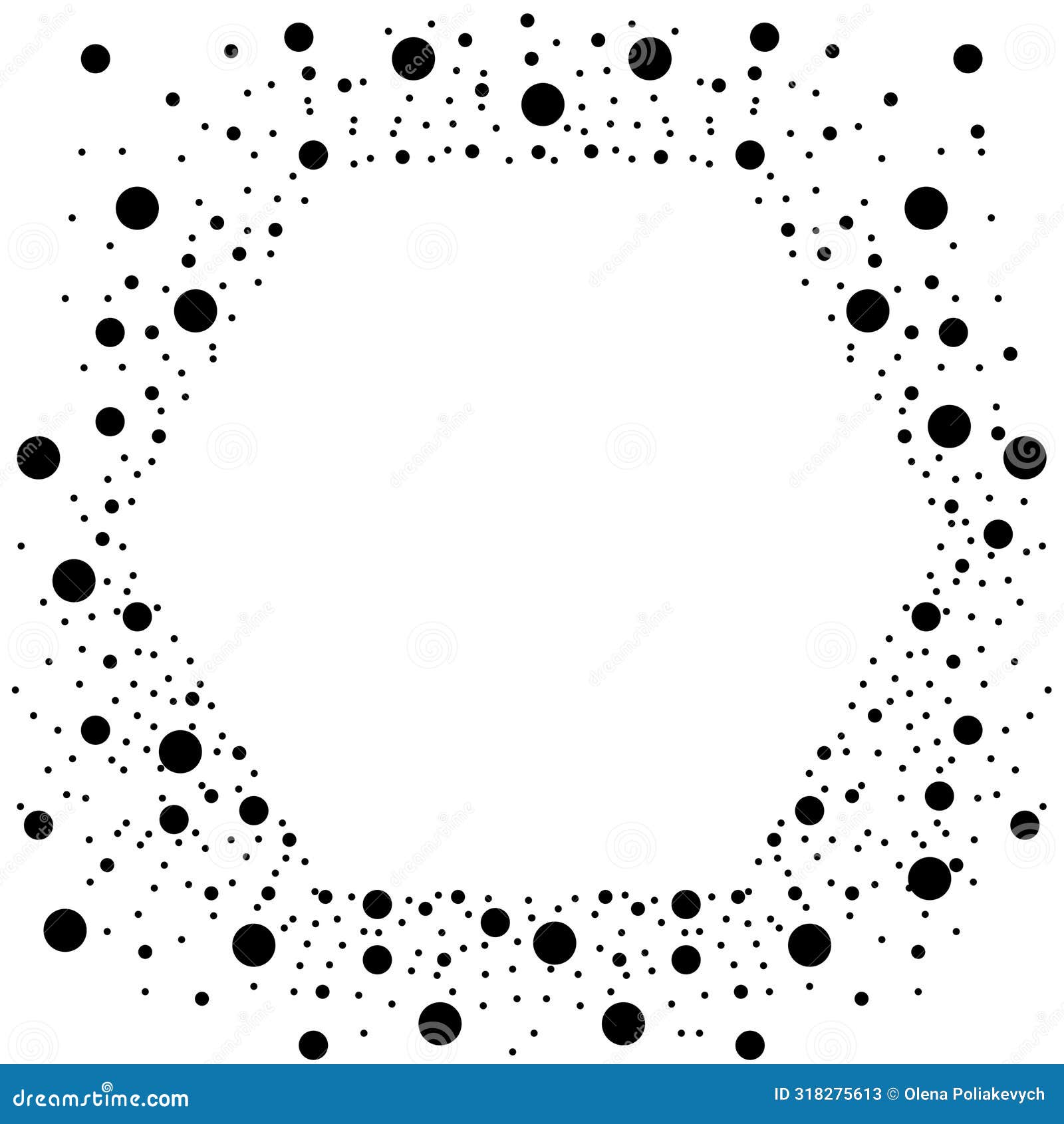 Black Dot Frame. Abstract Dotted Border. Geometric Round Pattern. White ...