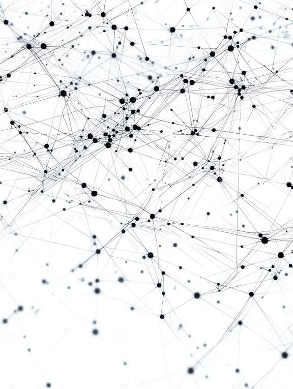 Complex Network Structure Showcasing Interconnected Nodes on a White ...