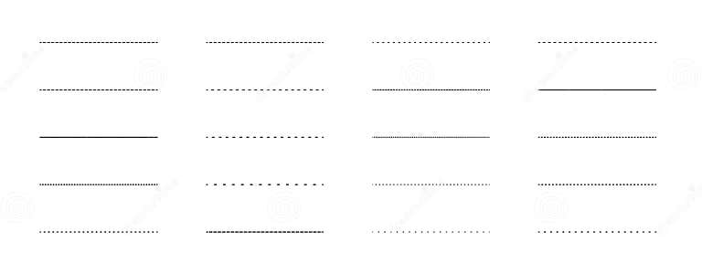 Black Dotted Lines in Various Patterns on White Background. Vector ...