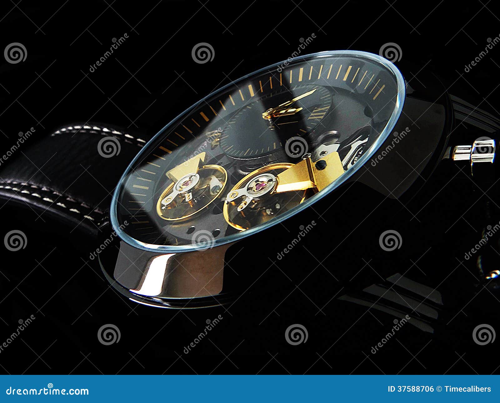 Black Double Barrel Watch stock photo. Image of automatic - 37588706