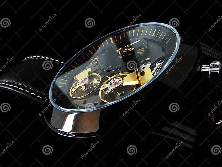 Black Double Barrel Watch stock photo. Image of automatic - 37588706