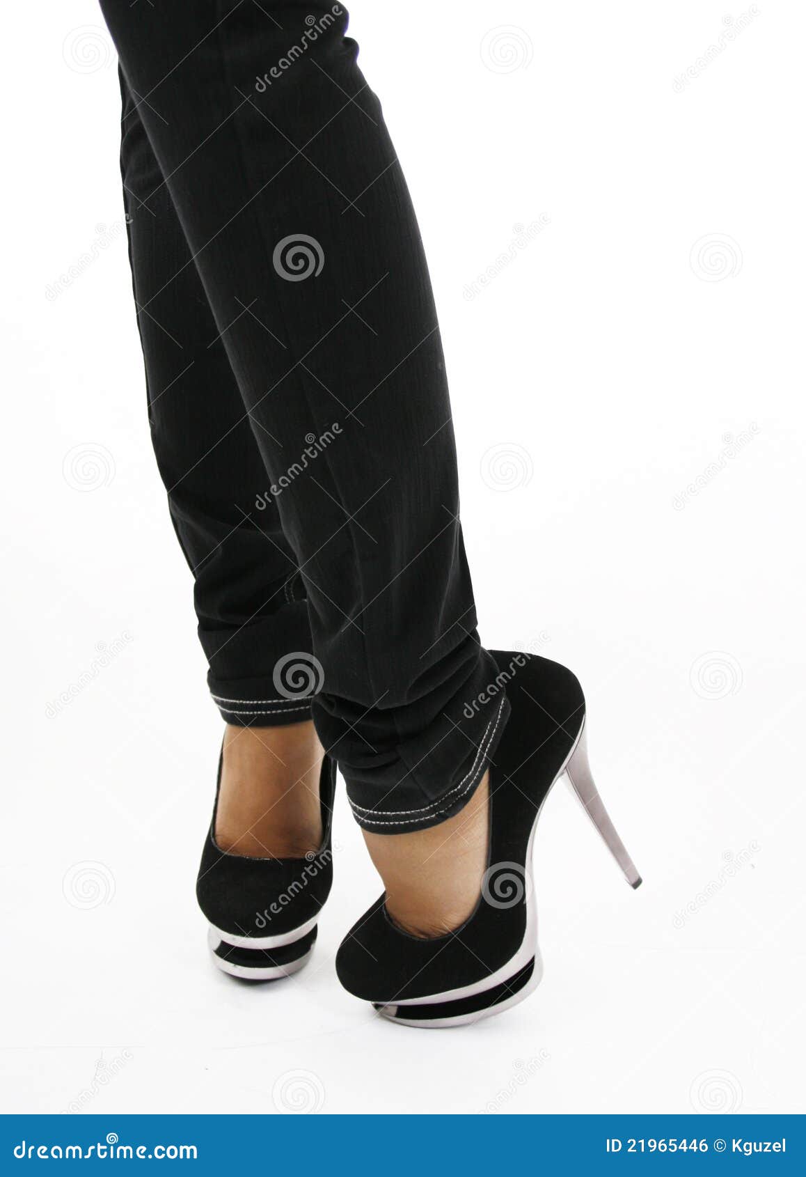 Black Double Platform Heels on Legs Stock Photo - Image of shoes, heels ...