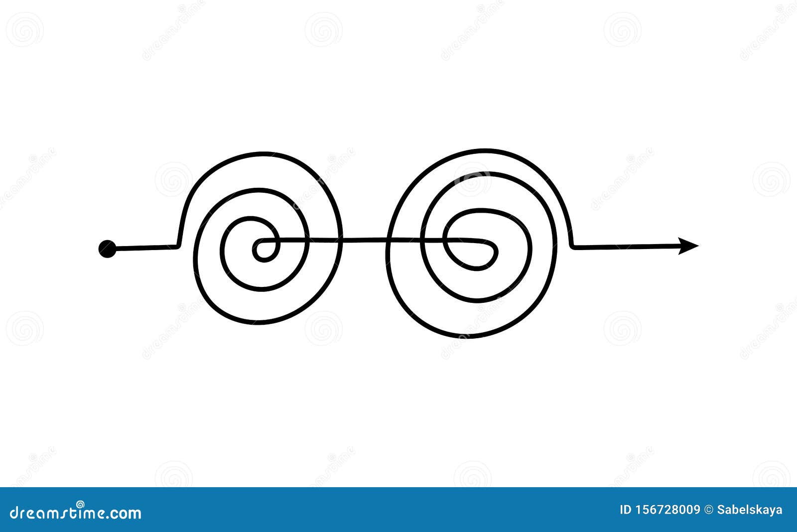 Black Double Spiral Arrow Line with Complicated Tangle Pattern Stock ...