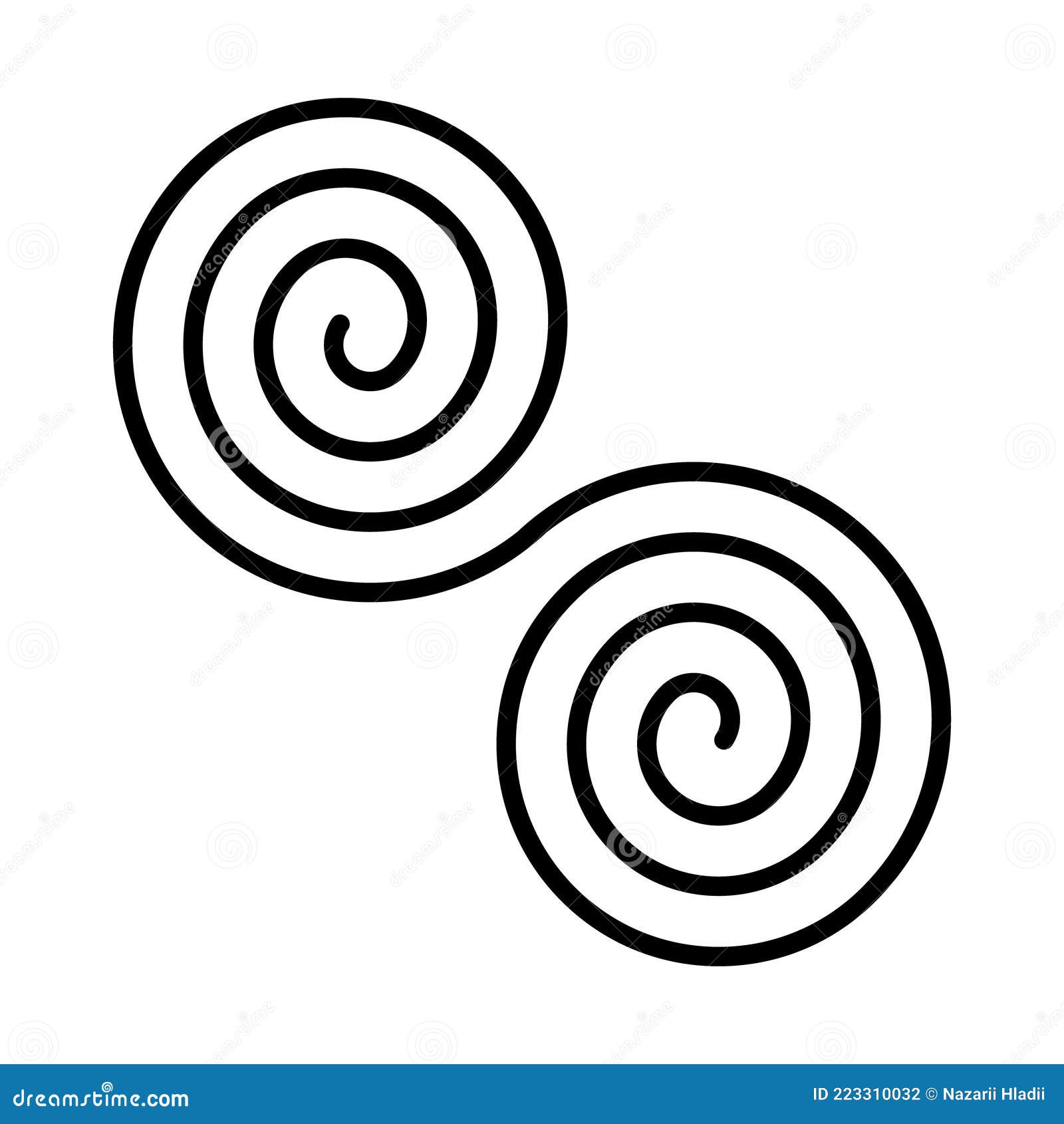 Black Double Spirals. Simple Abstract Ornamental. Vector Illustration ...