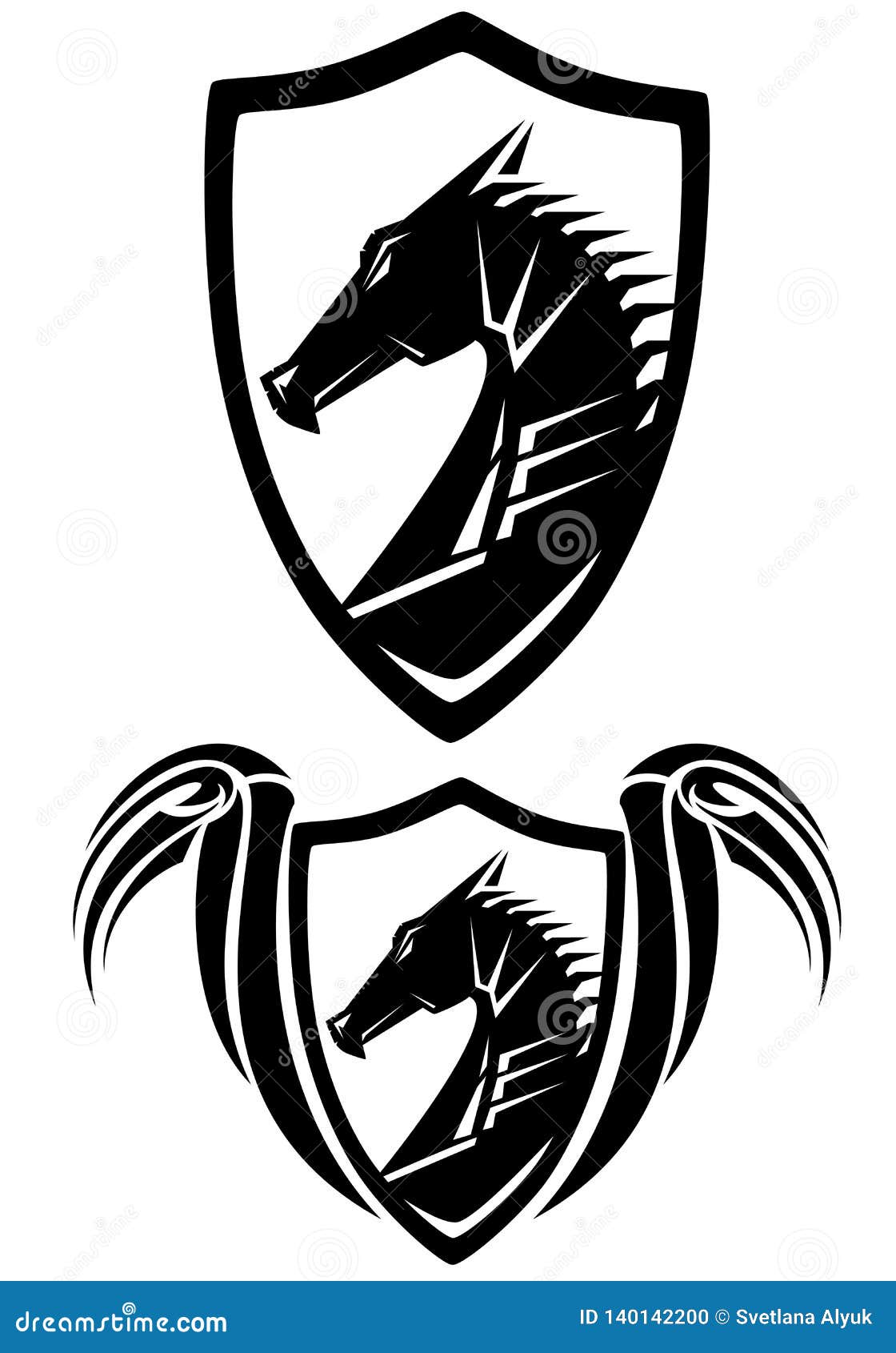 Black Dragon Head Heraldic Shield Vector Stock Vector - Illustration of ...