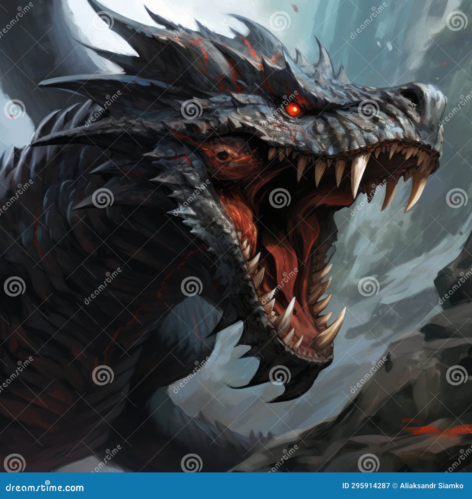 A Black Dragon with Sharp Teeth Stock Image - Image of nature, dragon ...