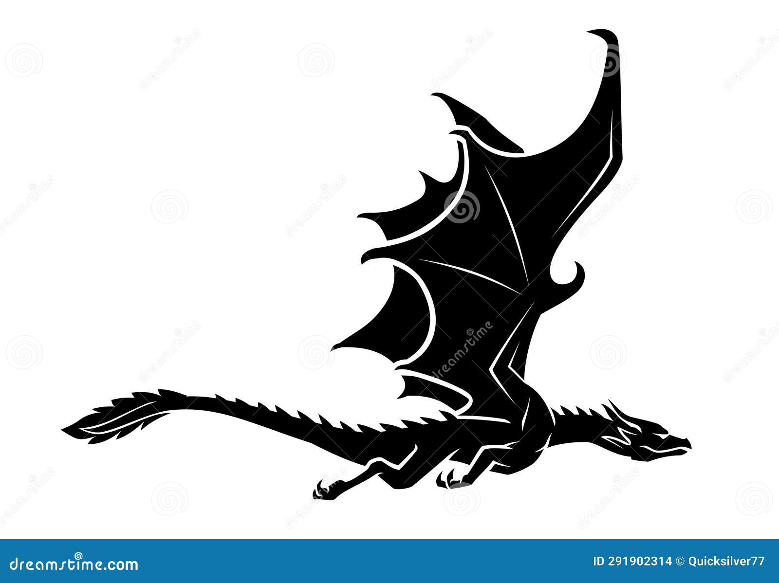 Black Dragon Side View, Silhouette Illustration Stock Vector - Illustration of animals, black ...