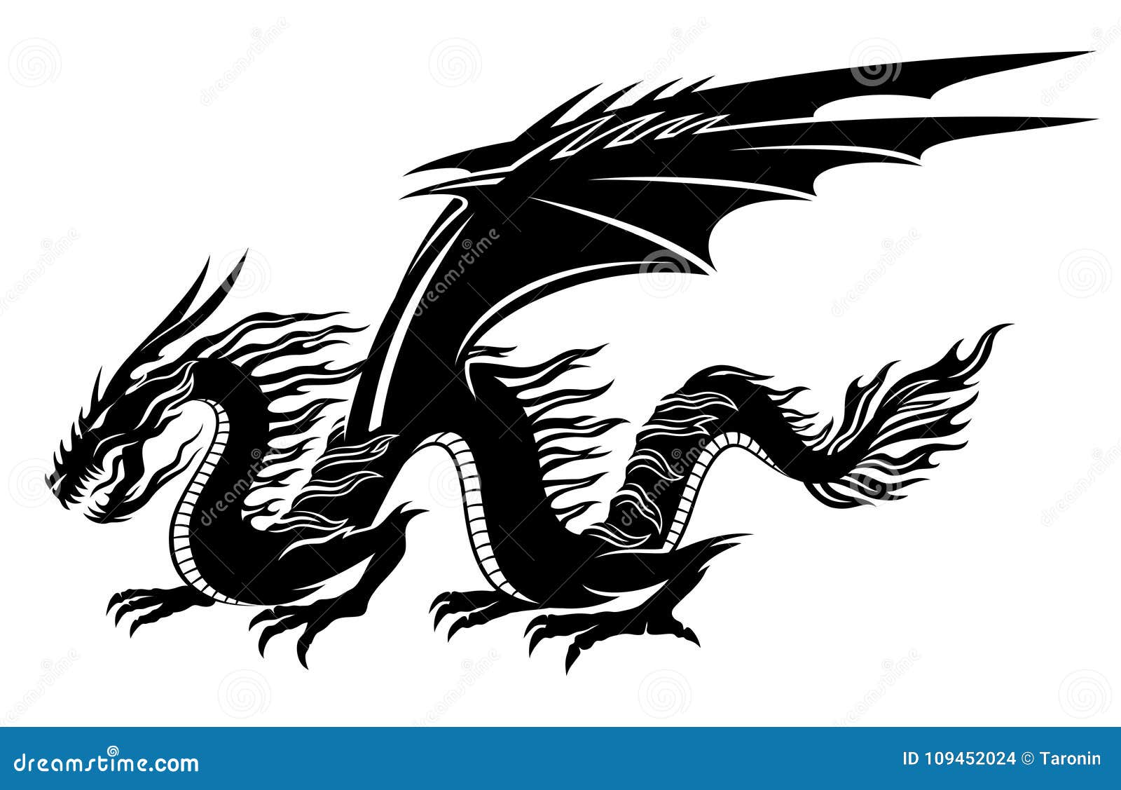 Black dragon sign. stock vector. Illustration of graphic - 109452024
