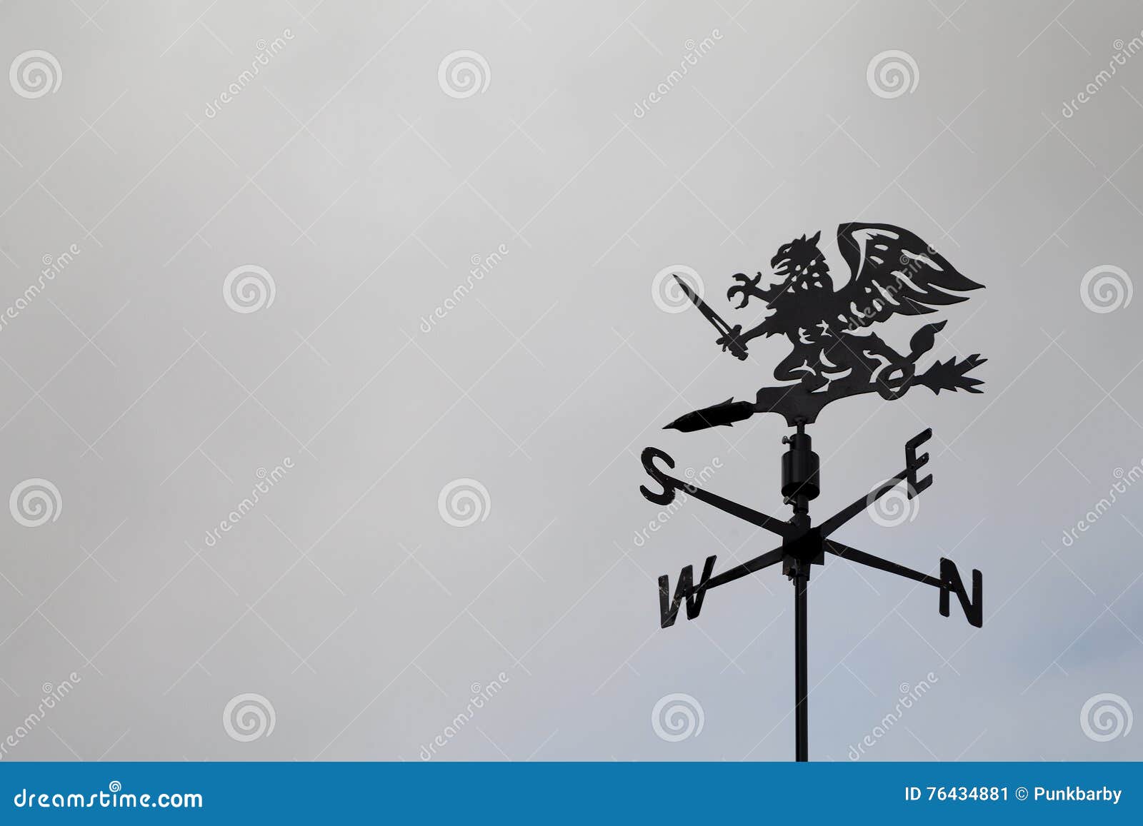 Black Dragon Wind Vane Against the Sky. Weather Vane. Compass Points ...